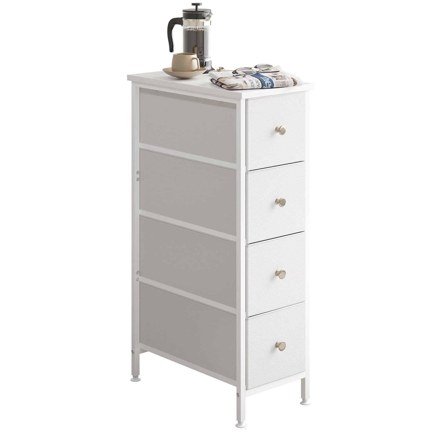 Narrow 4-Drawer Fabric Storage Cabinet, Slim Dresser Nightstand for ...