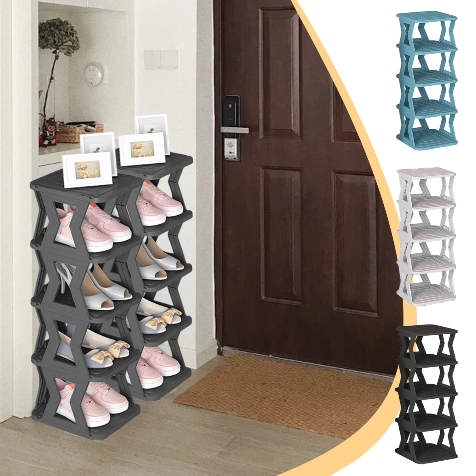 Narrow 5 Tier Doorway Shoe Rack, Sturdy Entryway Storage, Small Crevice ...