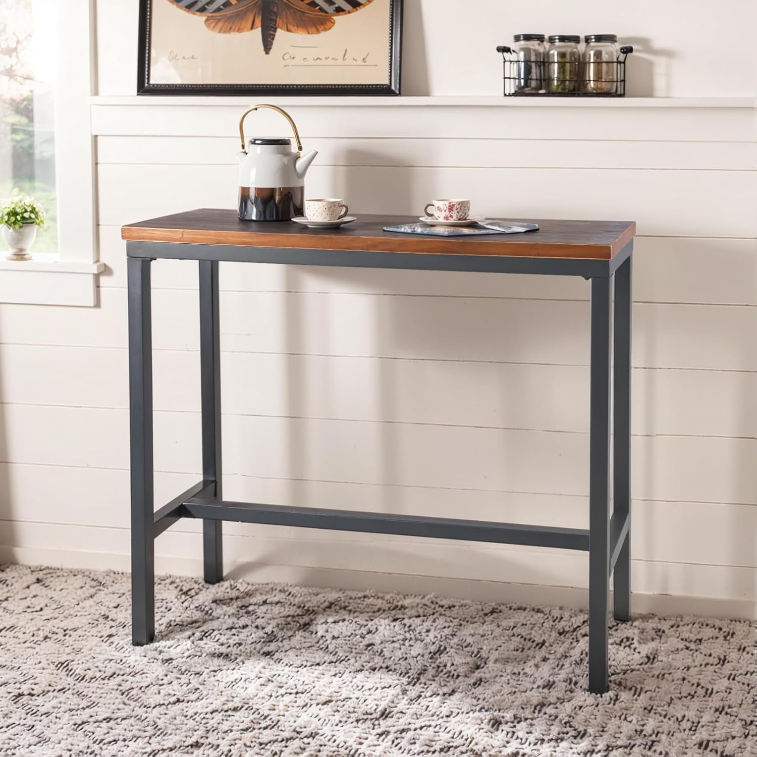 Narrow Bar Table Vintage Rectangle Dining Table for Kitchen 41.3inch ...