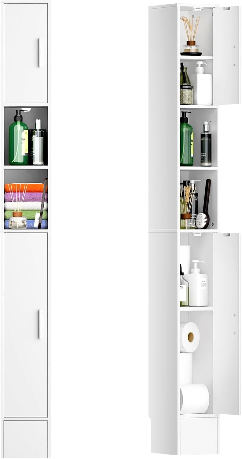 Narrow Bathroom Storage Cabinet, 72" Tall Slim Bathroom Cabinet with 2 ...