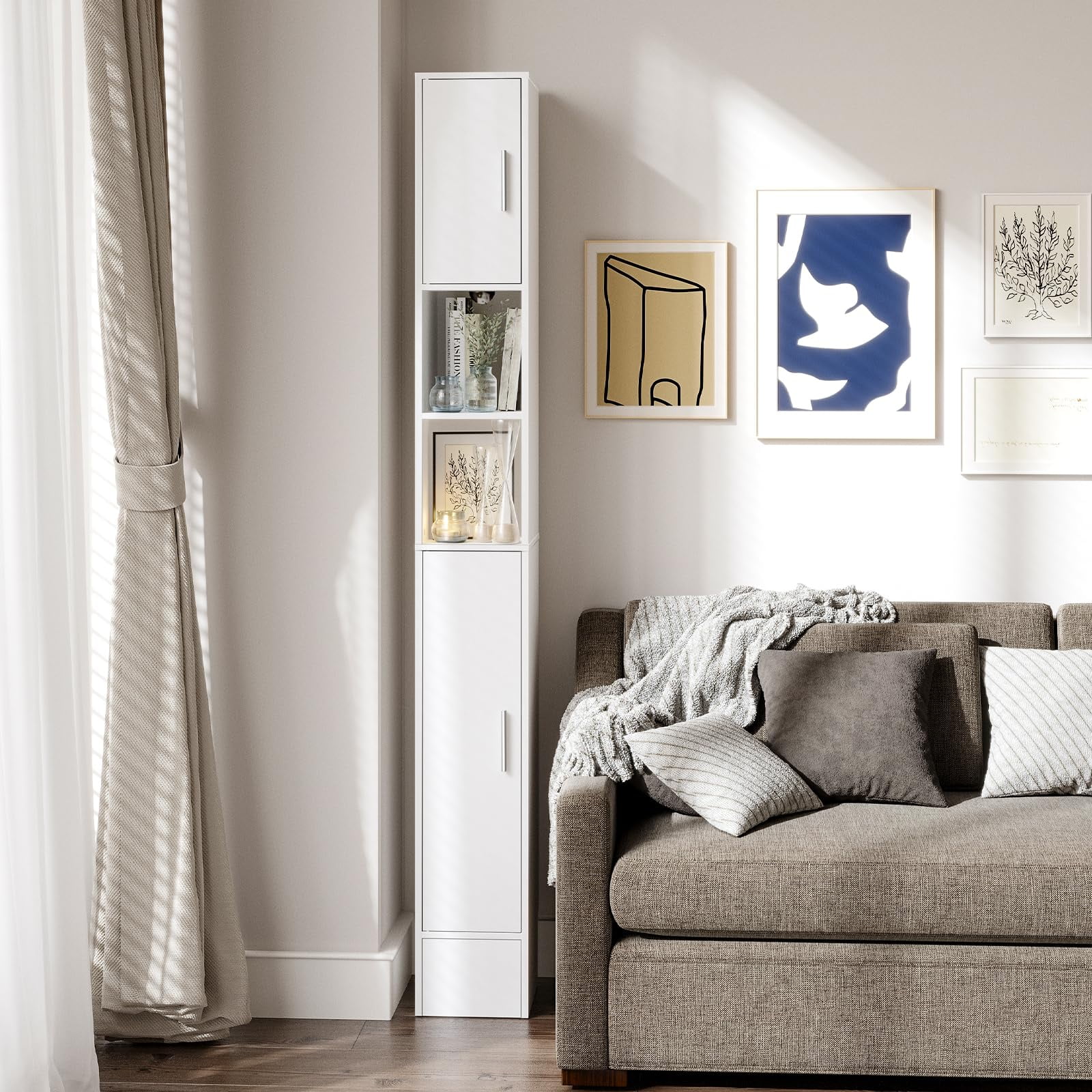 Narrow Bathroom Storage Cabinet, 72" Tall Slim Bathroom Cabinet with 2 ...