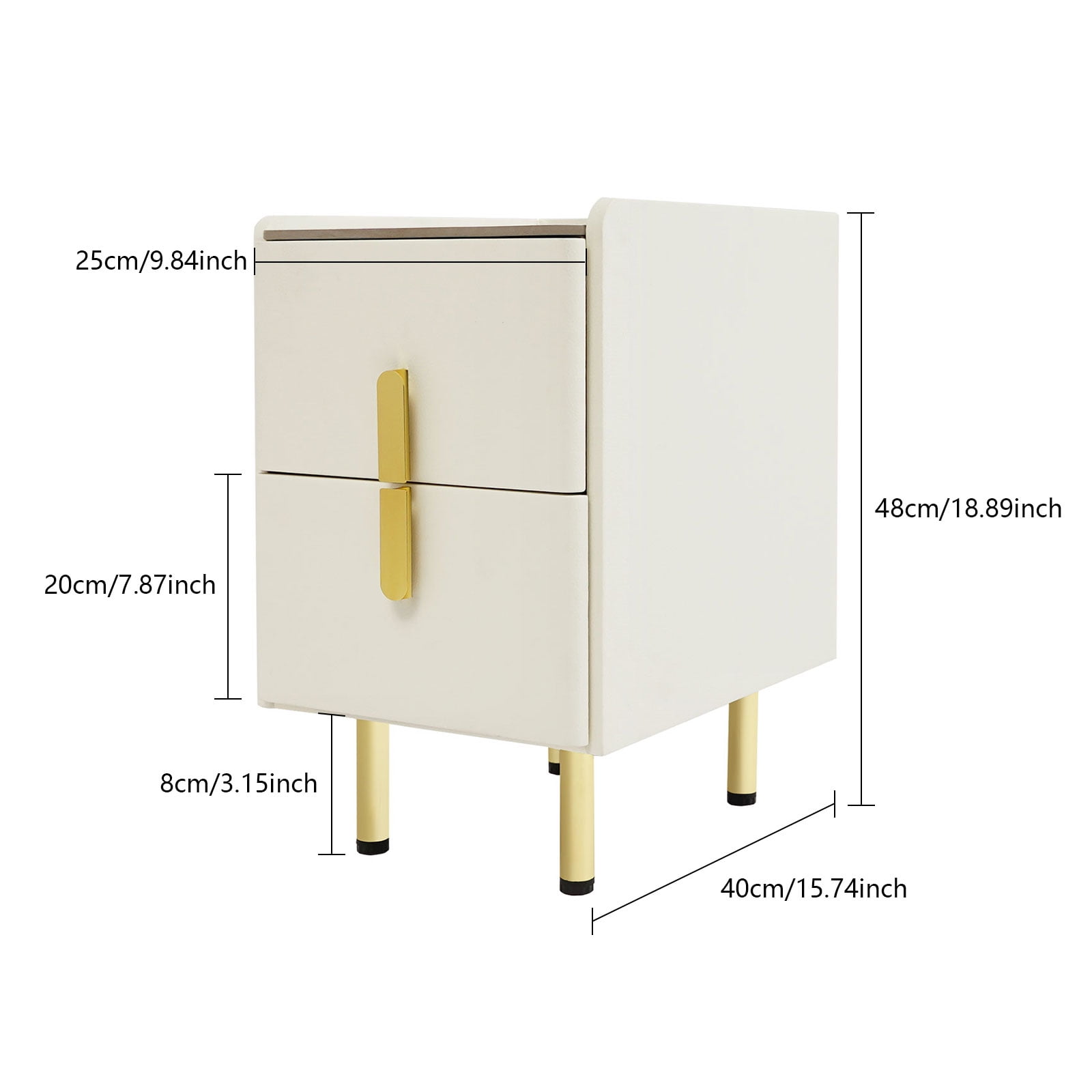 Narrow Bedside Table with Drawers, Free Standing Slim Bedside Table 40* ...