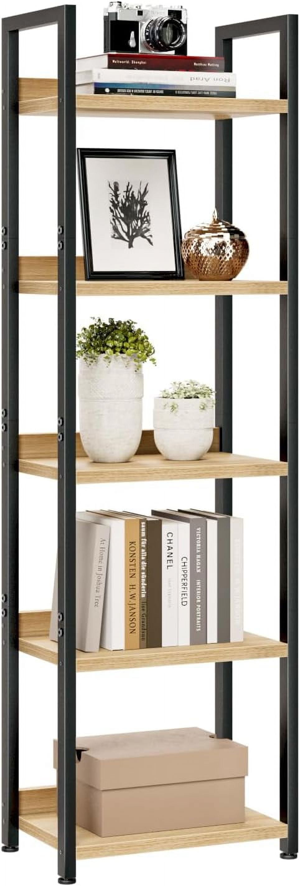 Narrow Bookshelf, 5 Tier Bookshelves, Home Office Bookcase Shelf ...