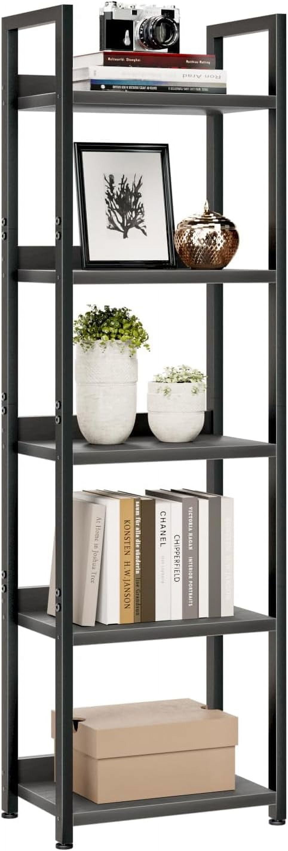Narrow Bookshelf, 5 Tier Bookshelves, Home Office Bookcase Shelf ...