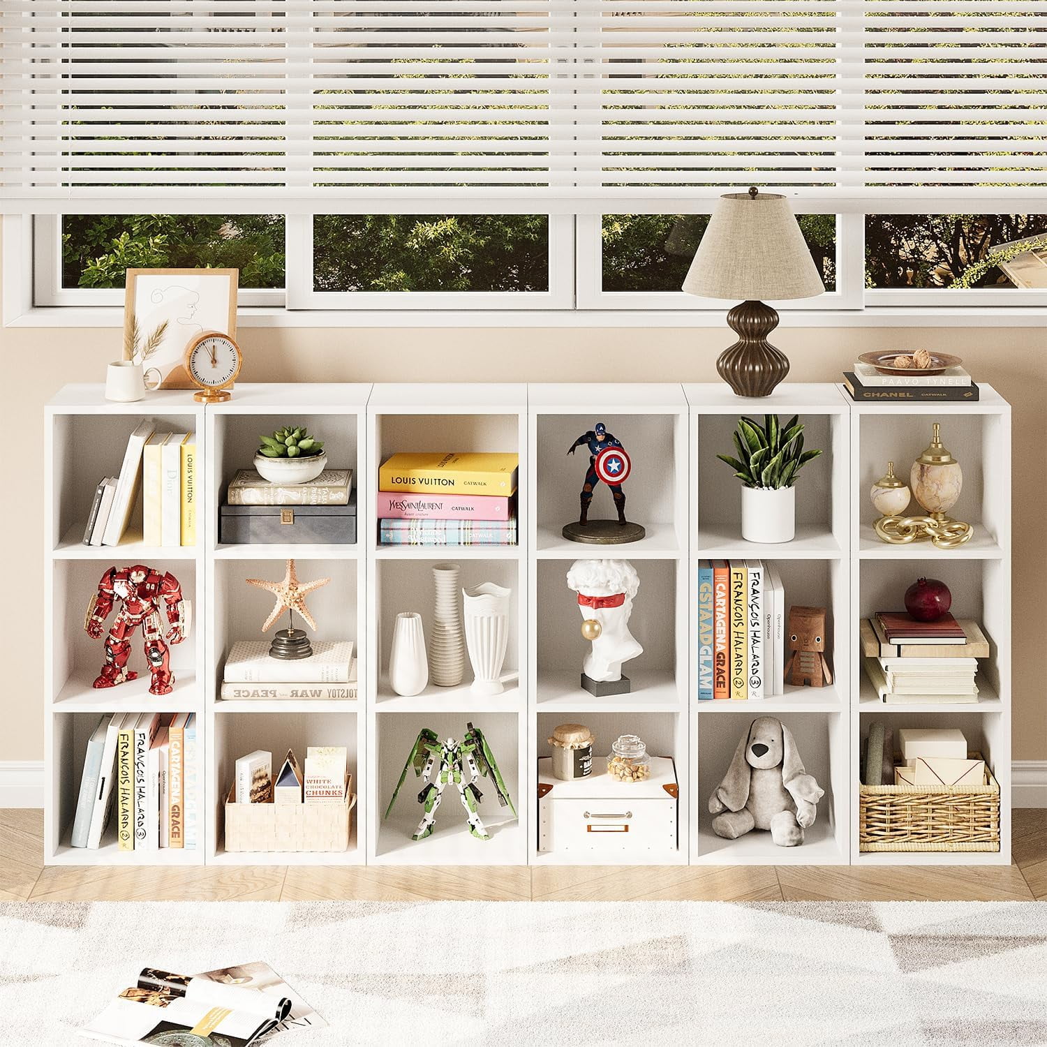 Narrow Bookshelf Set of 2, 35.8" H Floor Standing Bookcase, Open ...