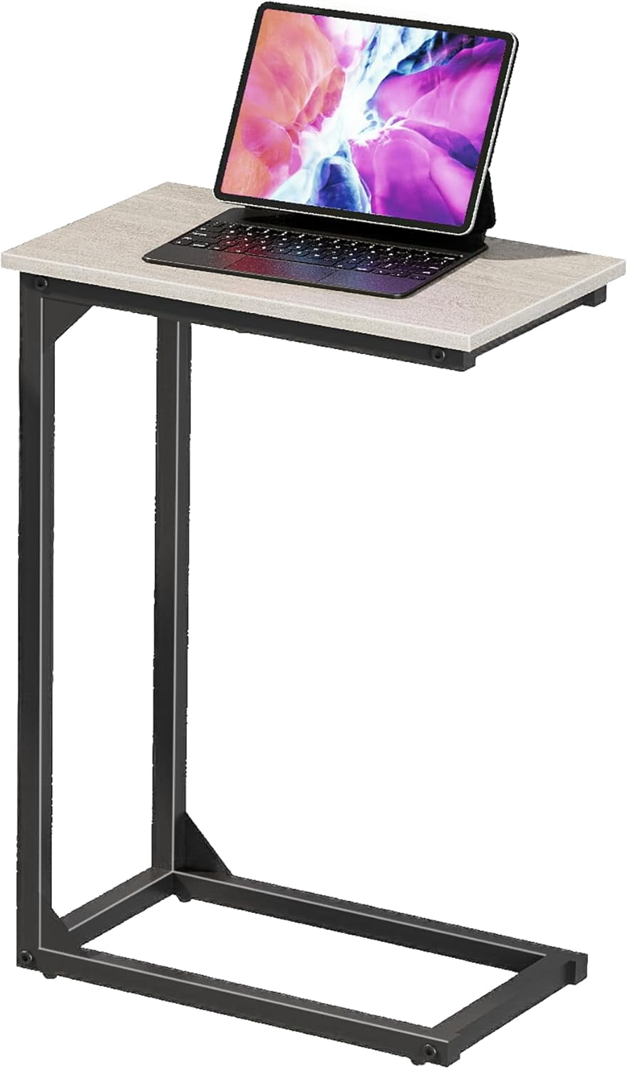 Narrow C-Shaped Side Table, C-Table for Sofa, Couch Table with Metal ...