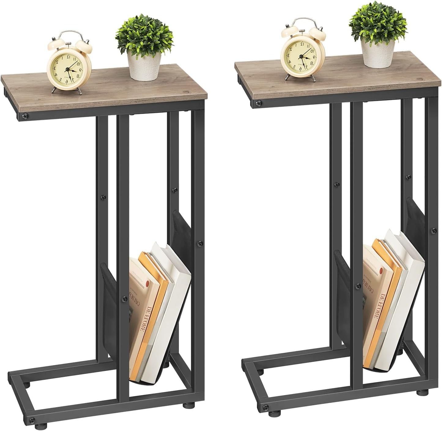 Narrow C Shaped Side Table Set of 2, Skinny C Table End Tables, Small ...