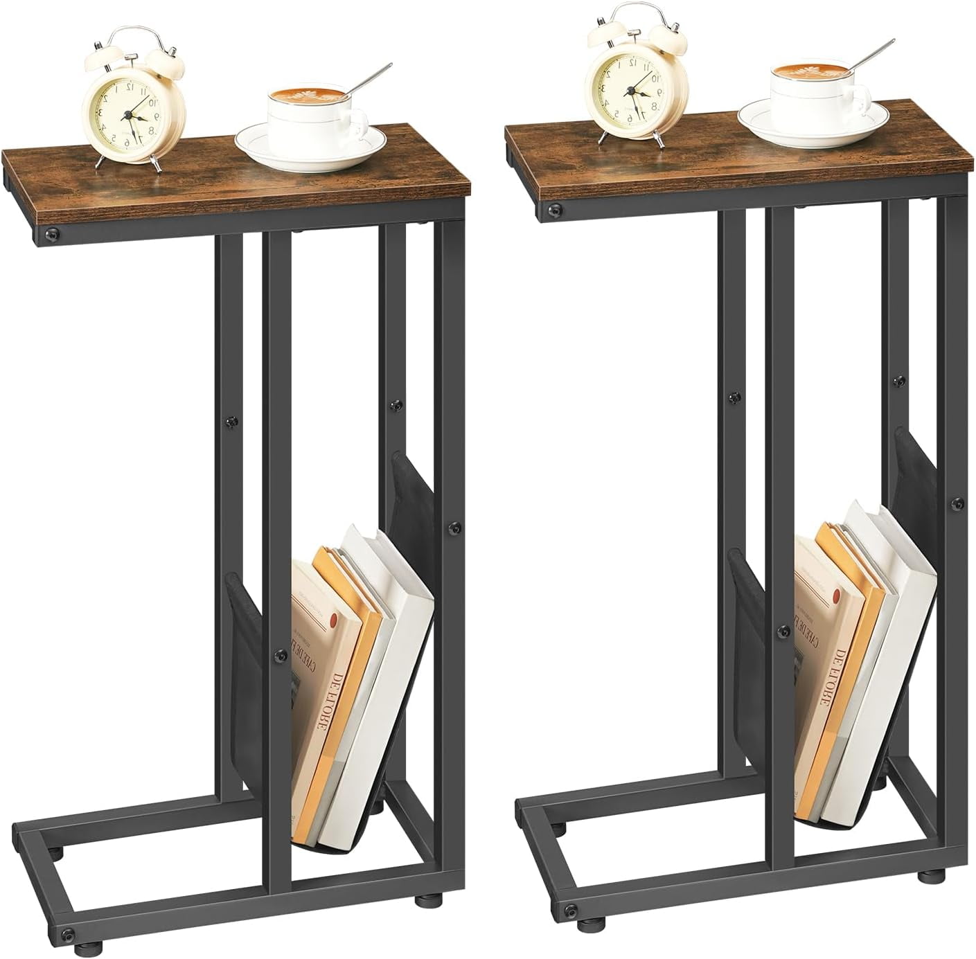 Narrow C Shaped Side Table Set of 2, Skinny C Table End Tables, Small ...