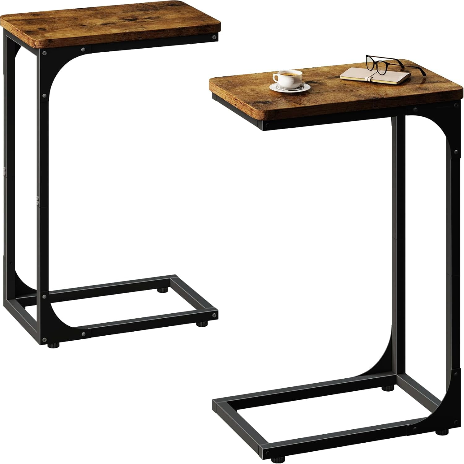 Narrow C Shaped Side Table Set of 2 Living Room Sets Slim Couch Tray ...