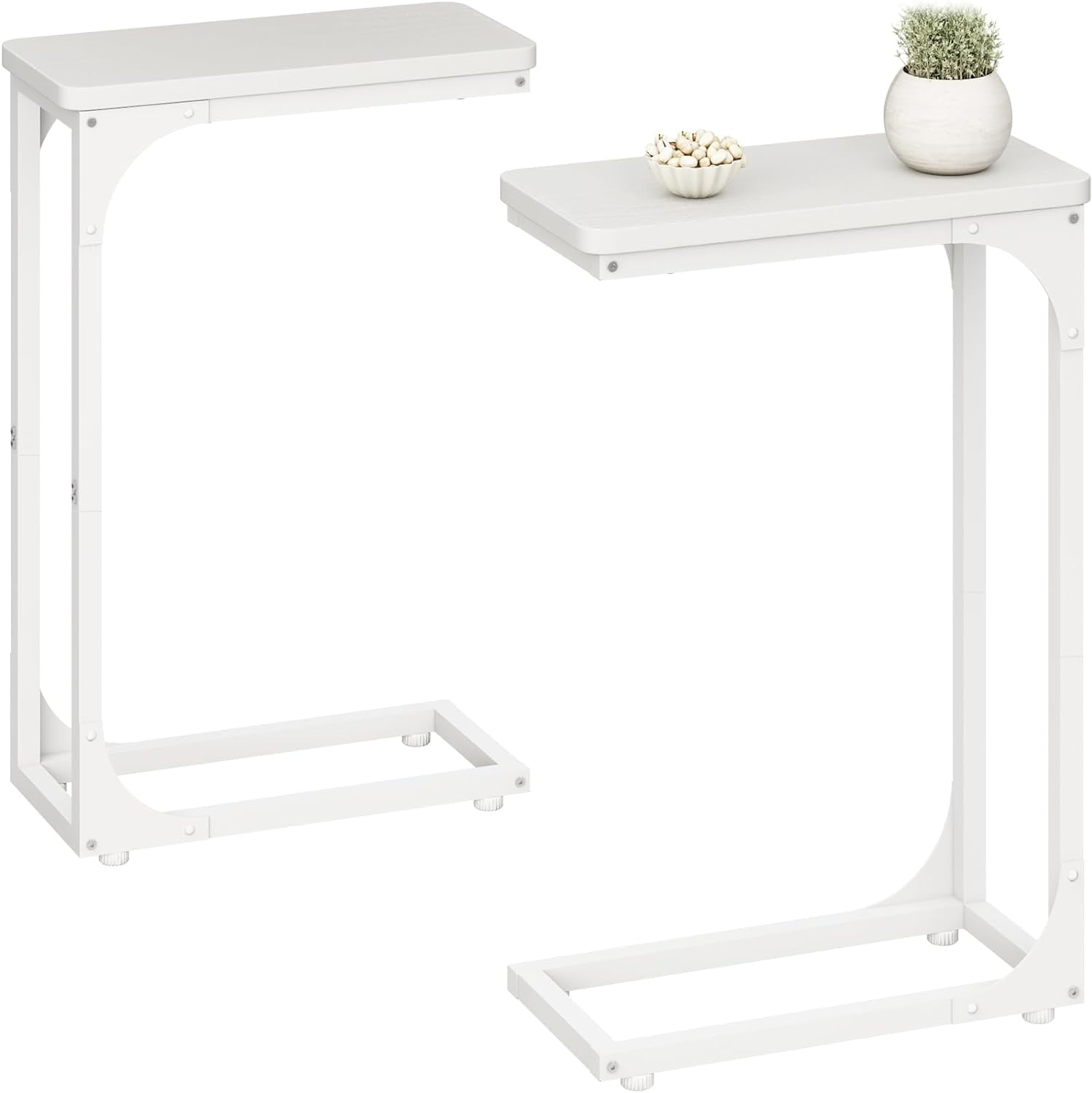 Narrow C Shaped Side Table Set of 2 Living Room Sets Slim Couch Tray ...