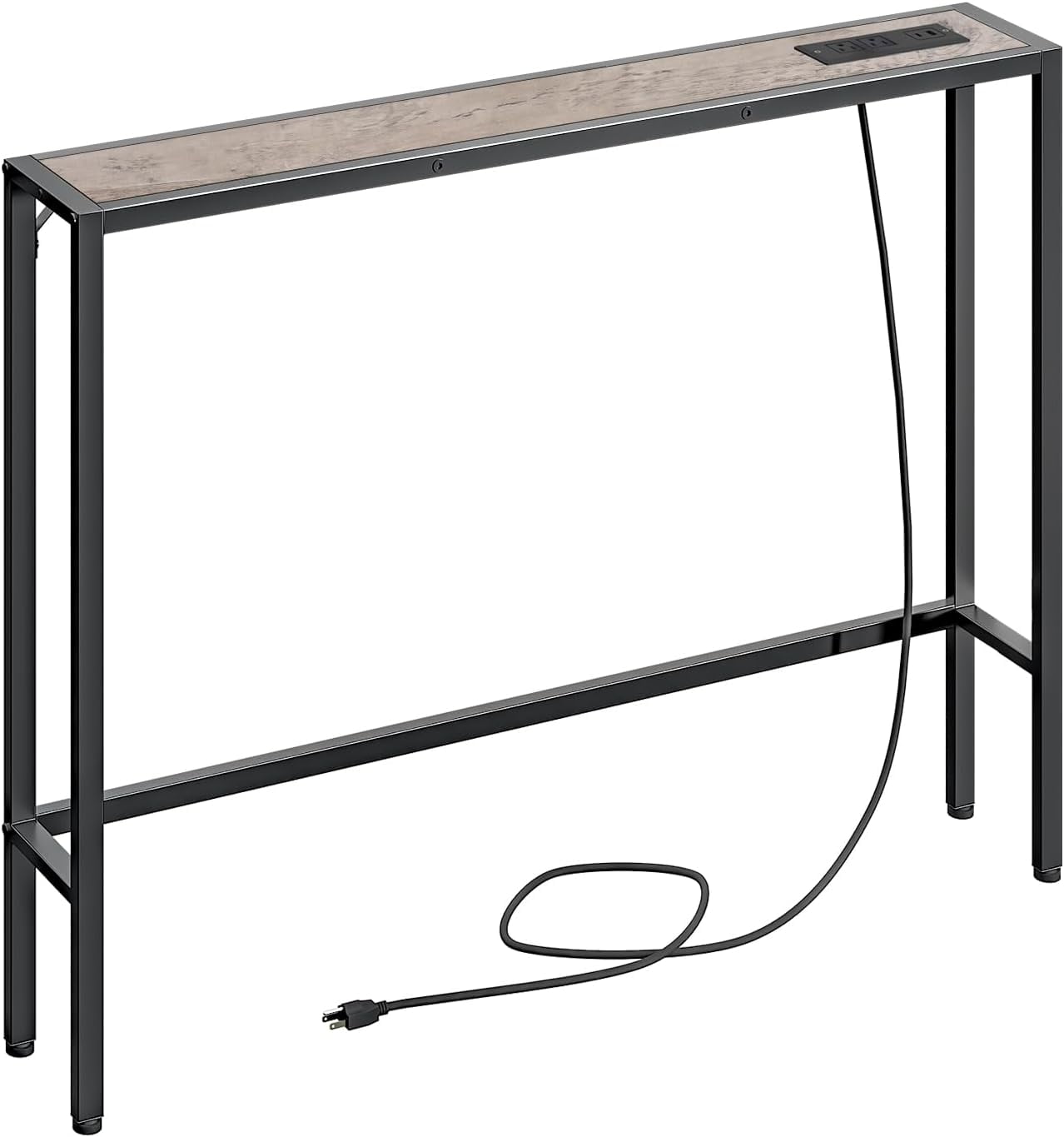 Narrow Console Sofa Table with Charging Station, Skinny Behind Couch ...