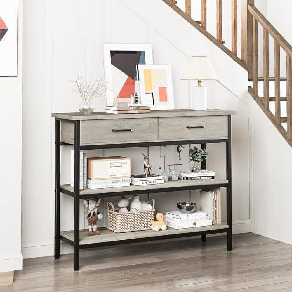 Narrow Console Table with 2 Drawers,39.5-Inch Sofa Table with Storage ...