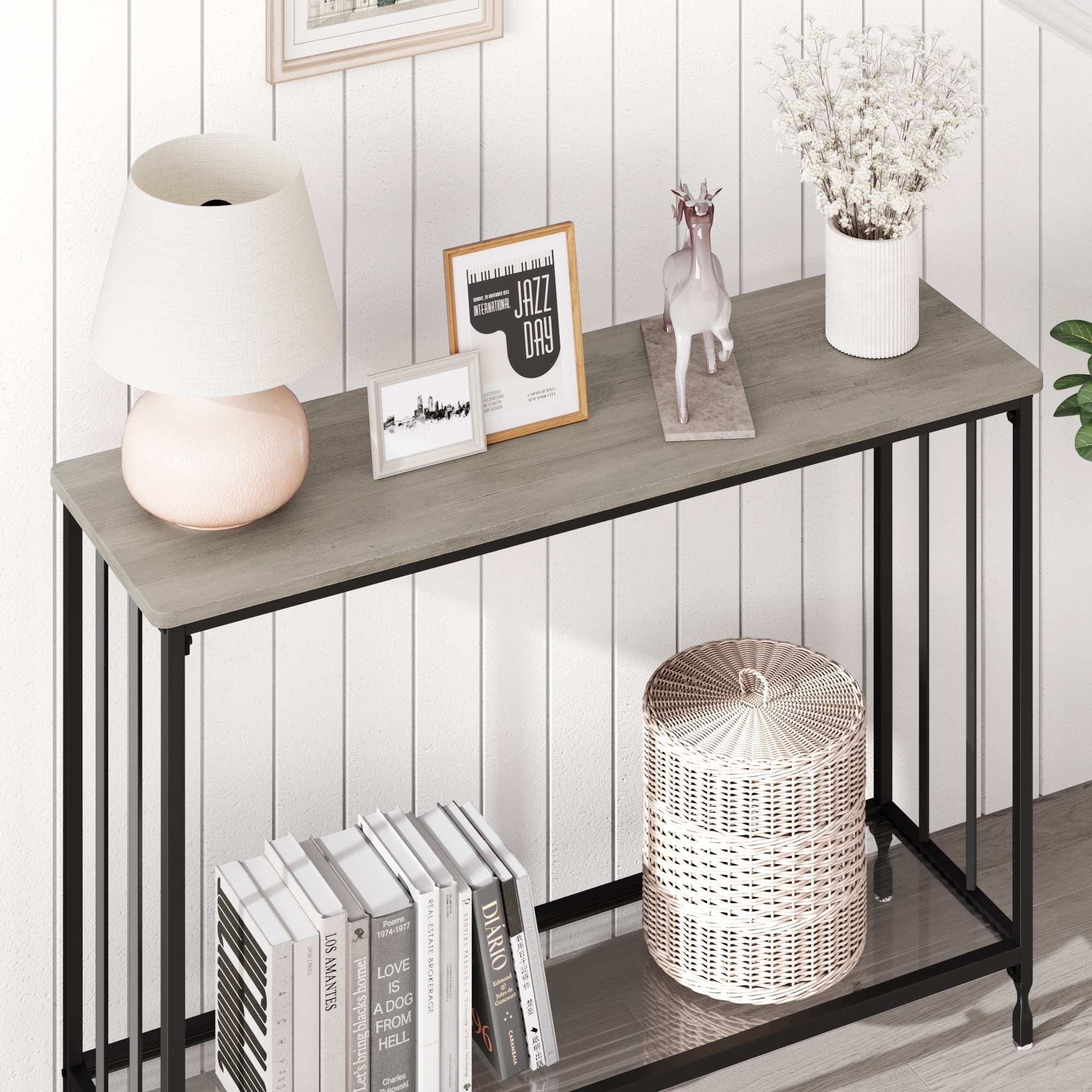 Narrow Console Table,2-Tier Accent Sofa Table,Behind Couch Table ...