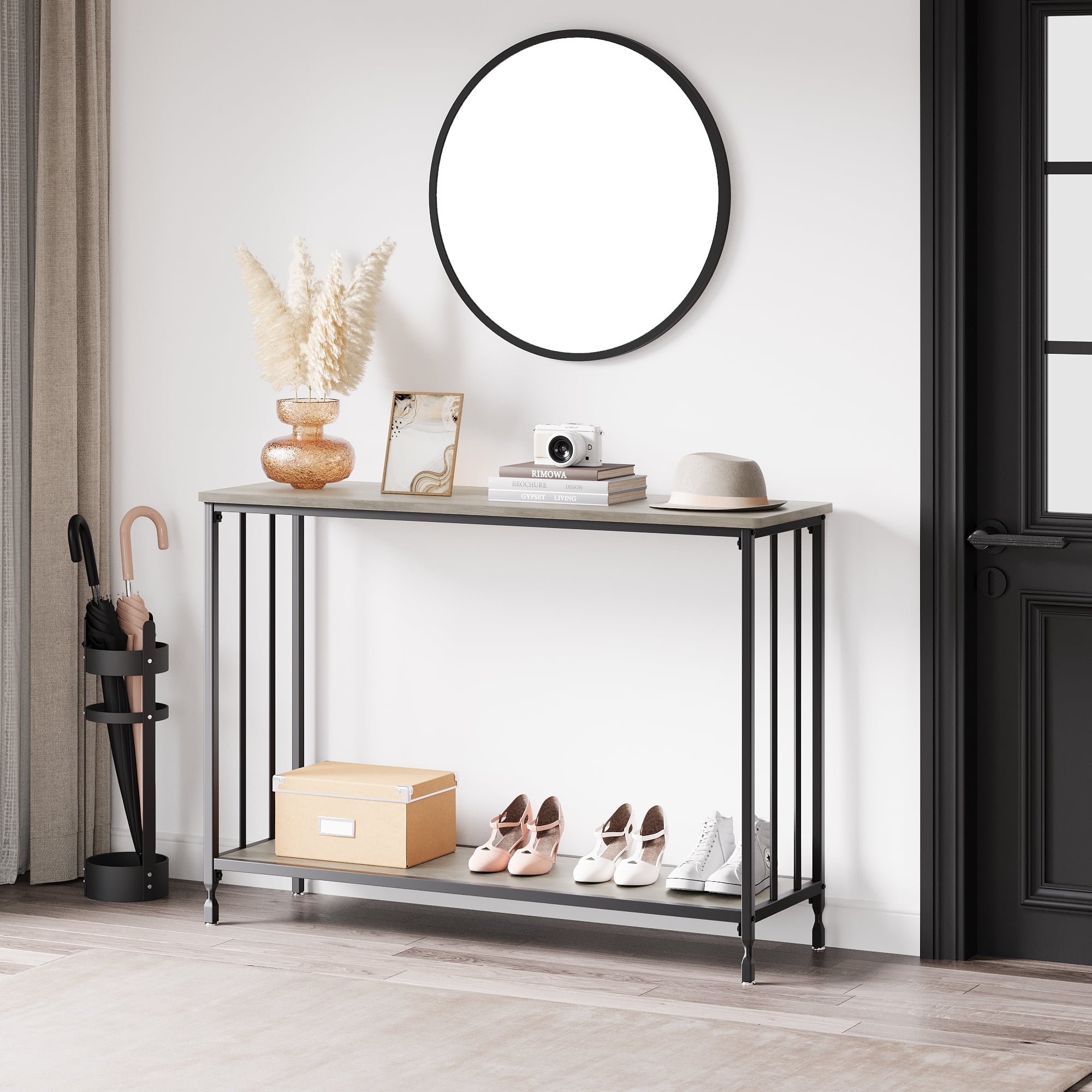 Narrow Console Table,2-Tier Industrial Entryway Table,Sofa Table with ...