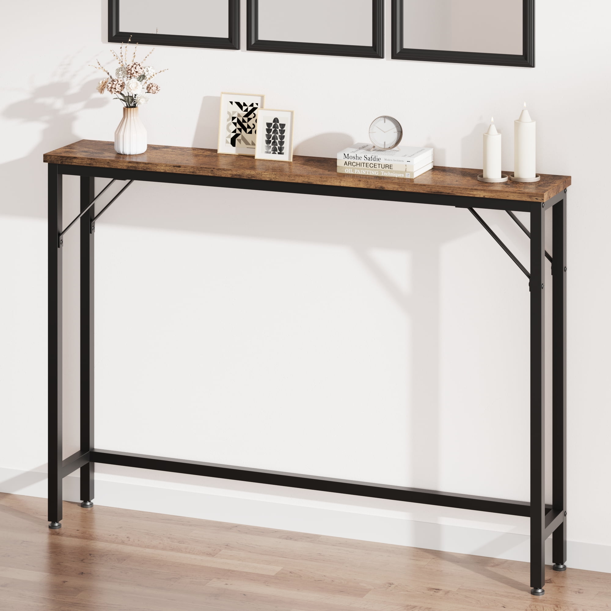 Narrow Console Table, 39in Sofa Table Slim Behind Entryway Table ...
