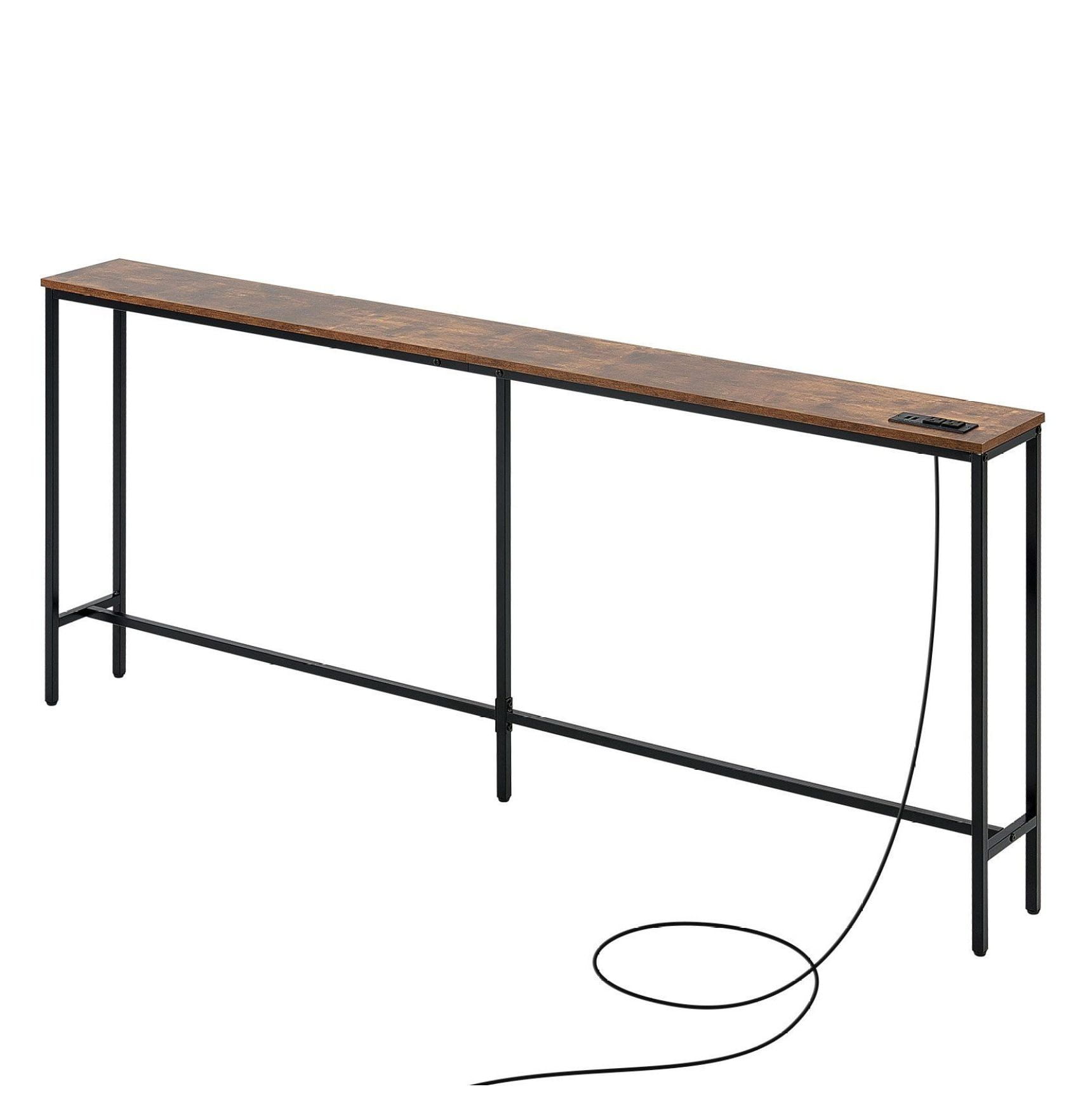 Narrow Console Table, 70.9" Behind Couch Table with Power Outlets, 1 ...