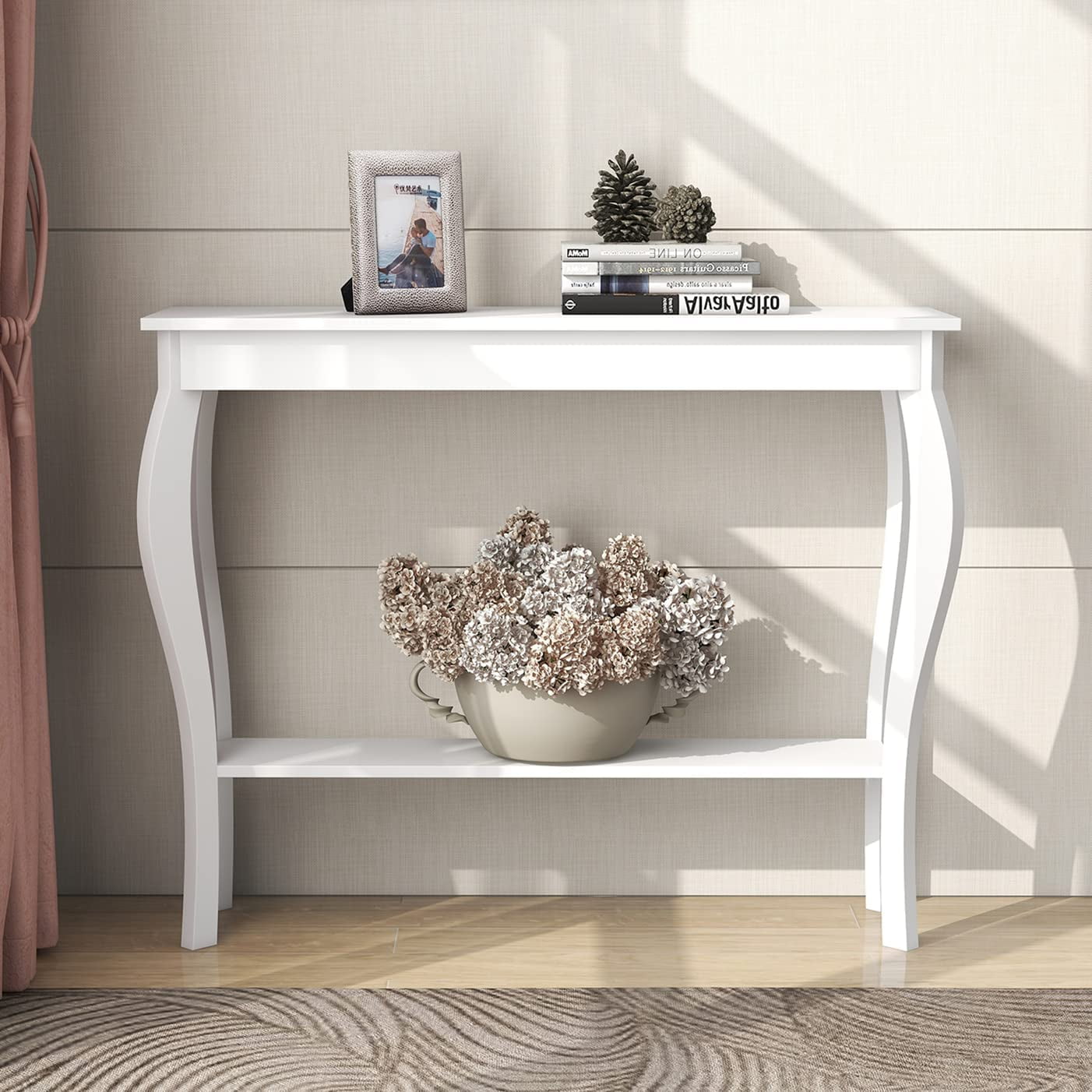 Narrow Console Table, Chic Accent Sofa Table, Entryway Table, White ...