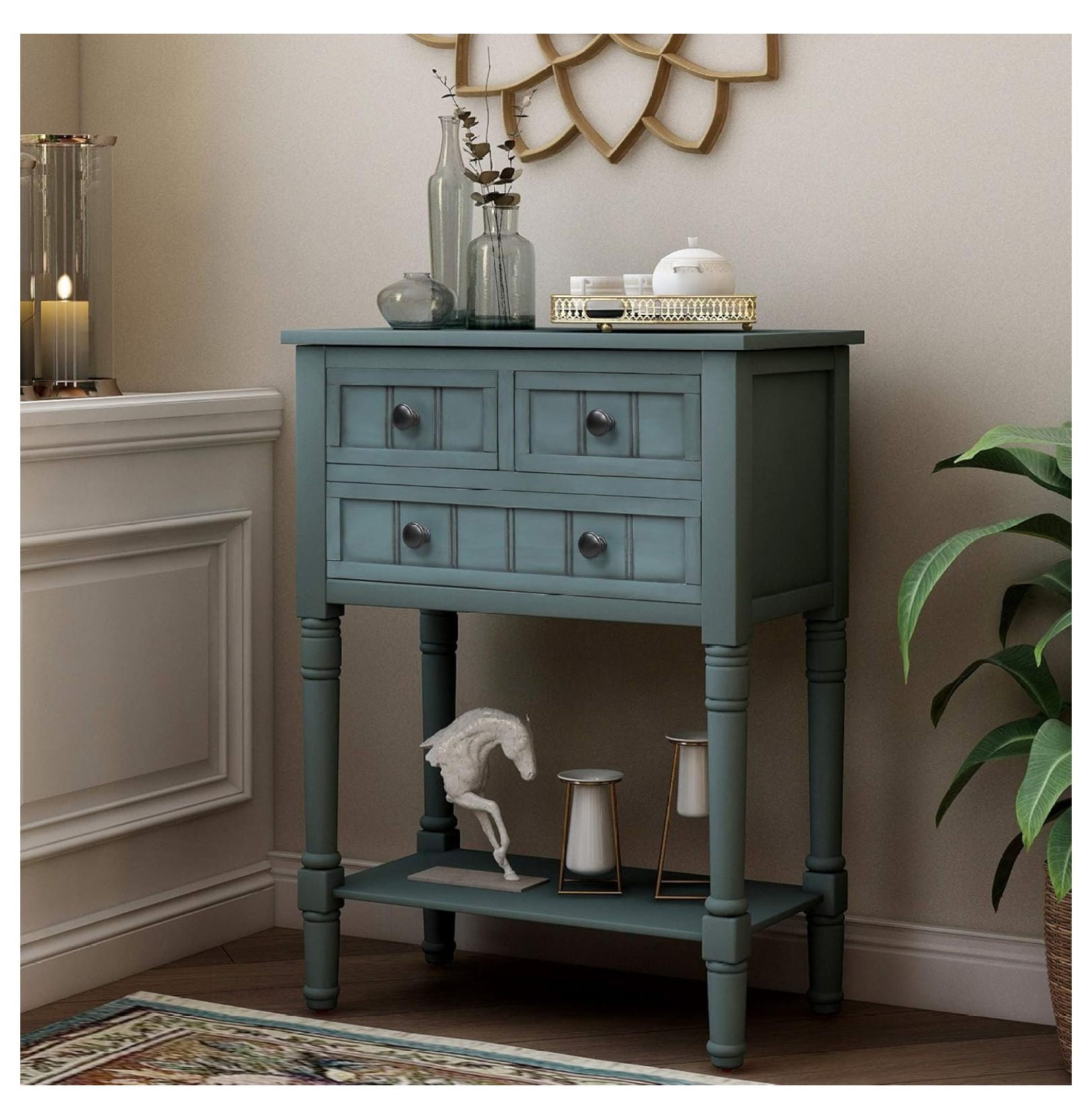 Narrow Console Table, Farmhouse Entryway Table Slim Sofa Table with ...