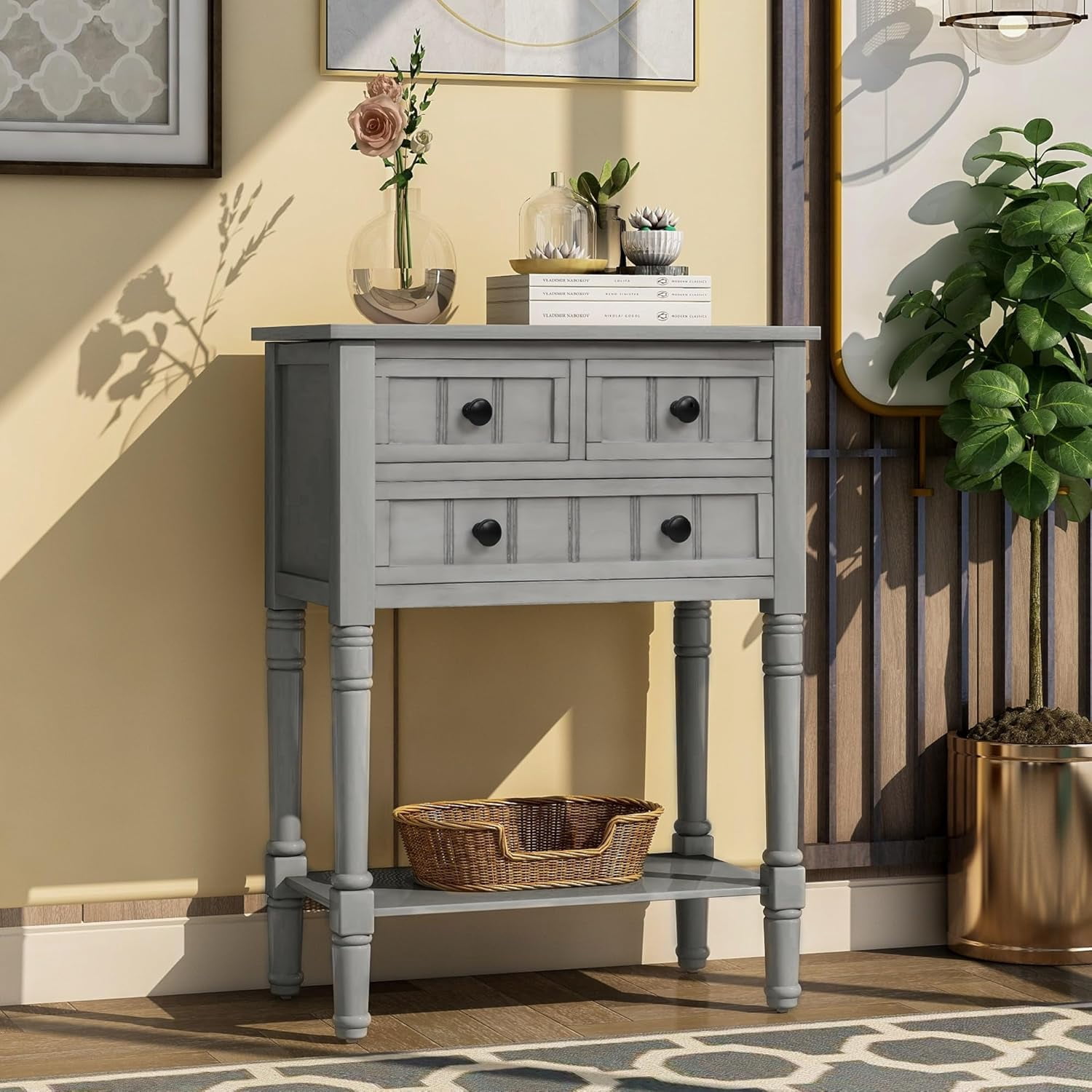 Narrow Console Table Sofa & Side Table Behind Couch for Living Room ...