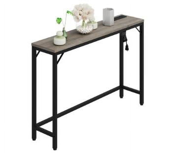 Narrow Console Table, Sofa Table with Outlets, Behind Couch Table for ...