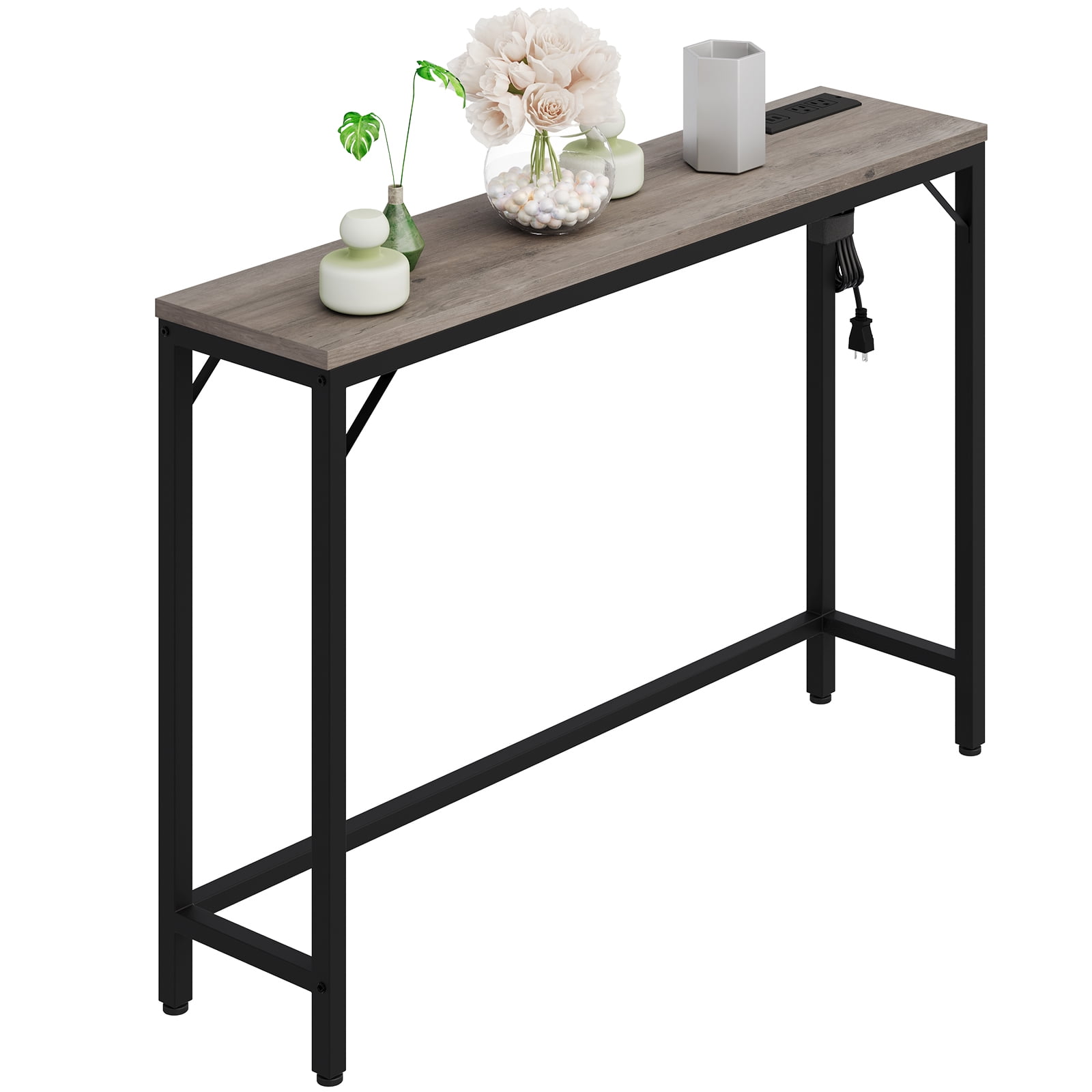 Narrow Console Table with Outlets,Behind Couch Table for Living Room ...