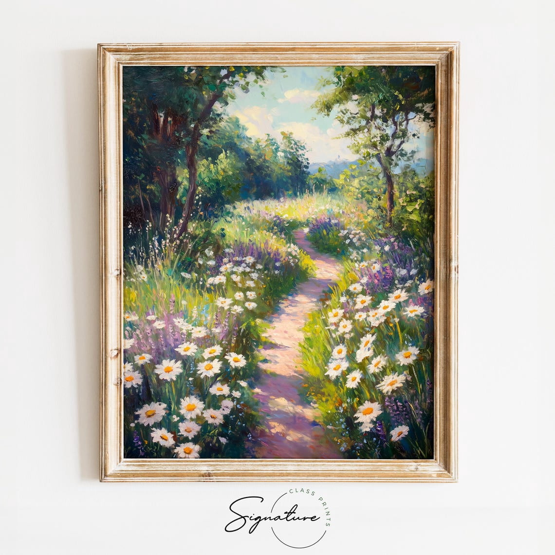 Narrow Countryside Trail With Wildflowers Romantic Spring Landscape ...