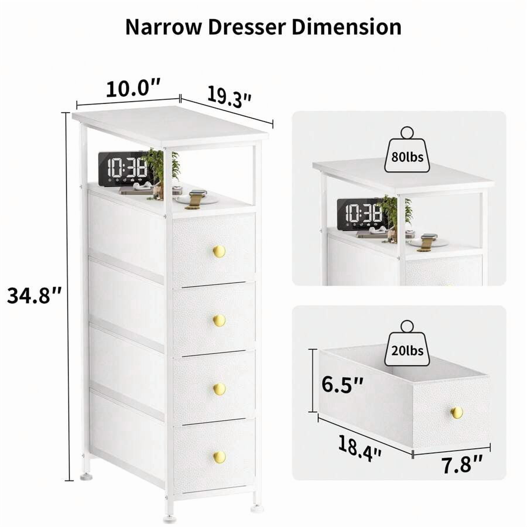 Narrow Drawer Dresser For Bedroom Dresser With USB&Charging Station ...