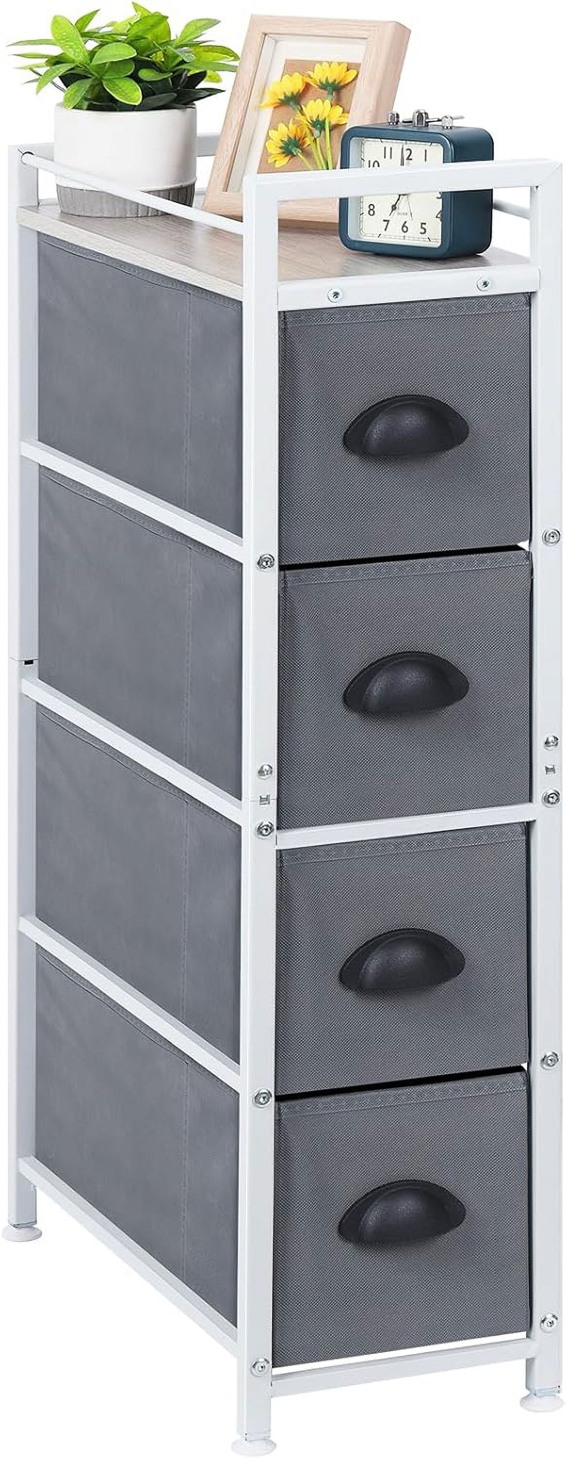 Narrow Dresser - 4 Drawers Slim Fabric Storage Cabinet - Vertical ...