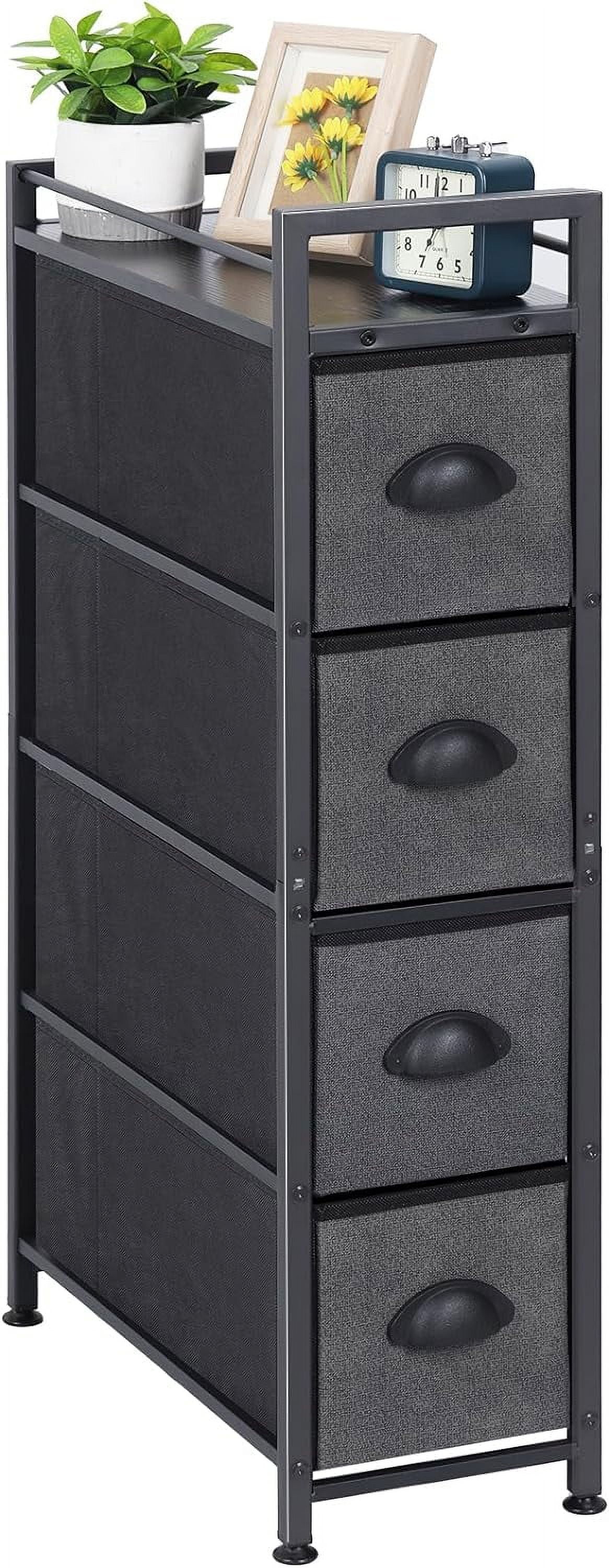 Narrow Dresser - 4 Drawers Slim Fabric Storage Cabinet - Vertical ...