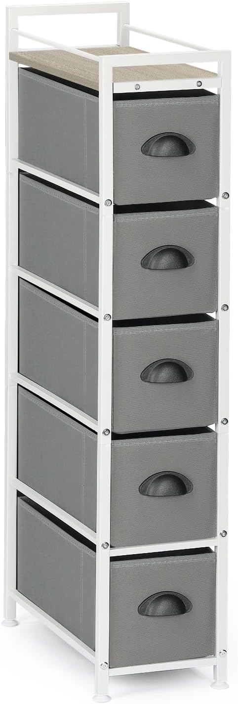 Narrow Dresser with 5 Drawers,Slim Storage Chest Organizer,Dresser for ...