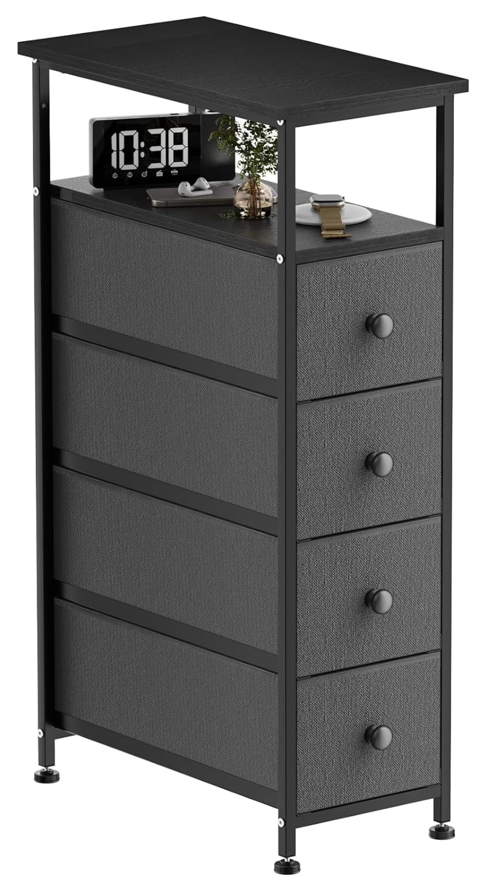 Narrow Dresser for Bedroom, Vertical Chest of Drawers with Shelf & 4 ...