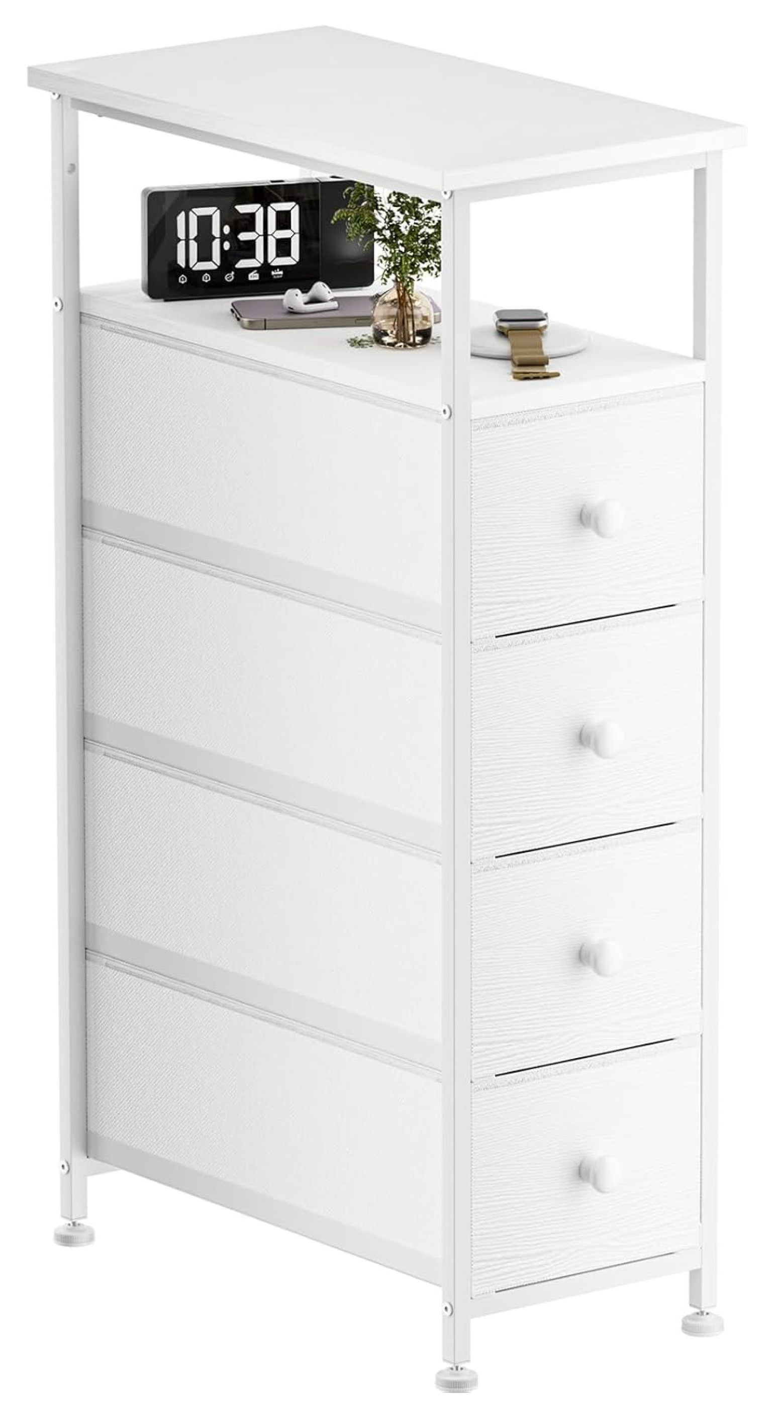 Narrow Dresser for Bedroom, Vertical Chest of Drawers with Shelf & 4 ...