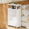 Narrow Dresser with Charging Station, Slim White Dresser with 4 Fabric ...