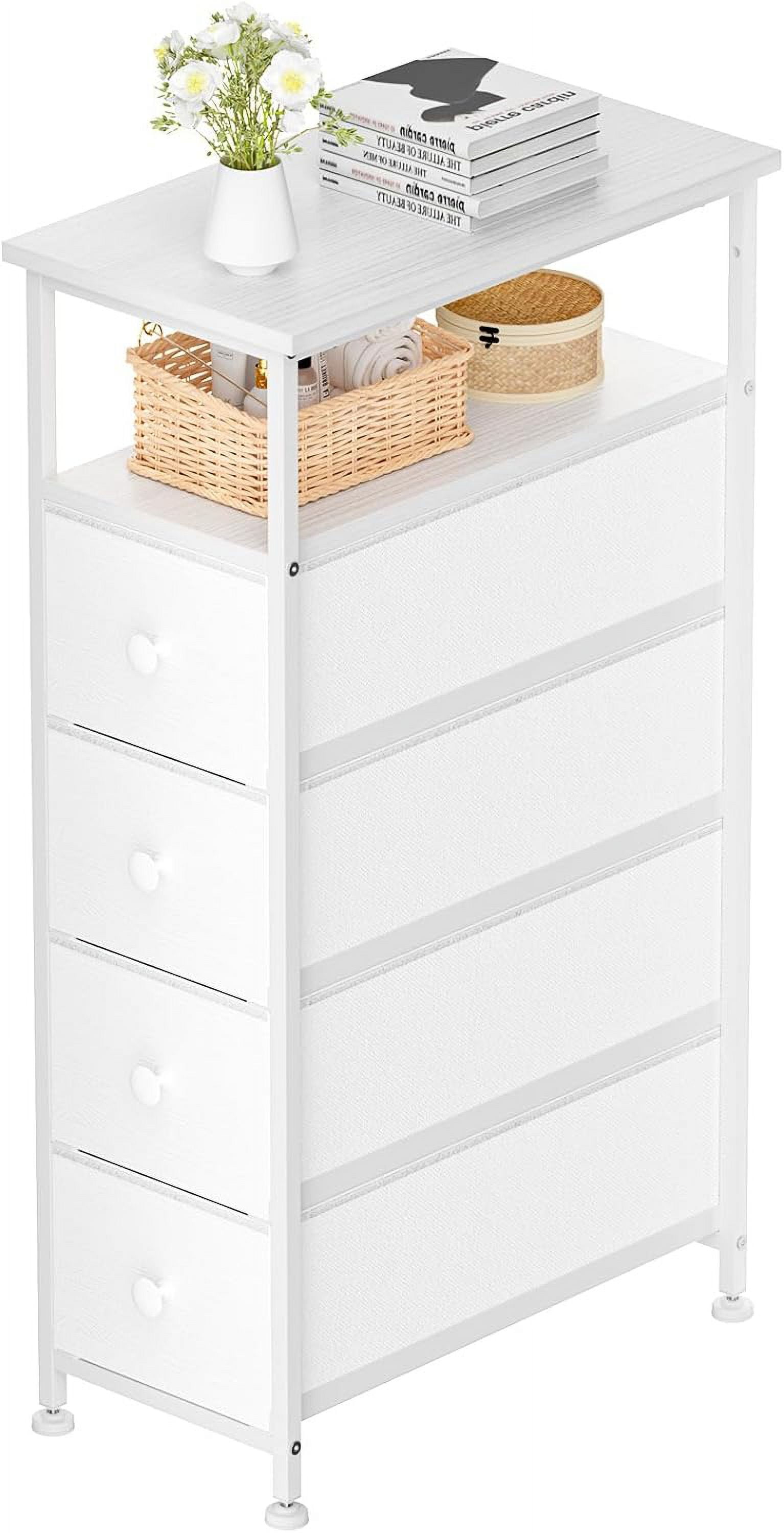 Narrow Dresser Storage Tower, Slim Dresser for Bedroom, Tall Nightstand ...