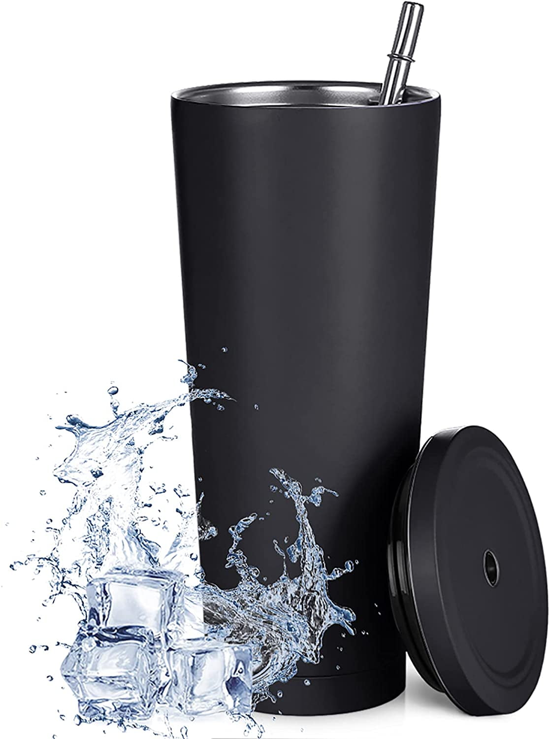 Narrow Drinking Cup Made Of Stainless Steel With Lid And Straw, 750 Ml ...