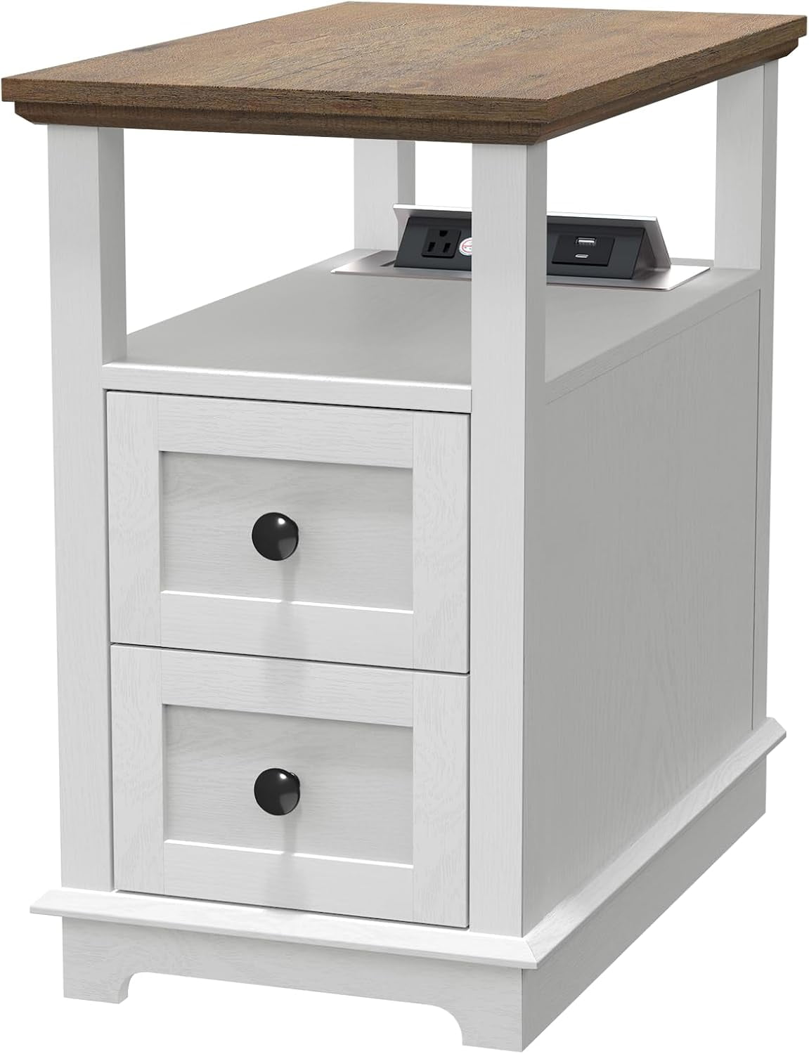 Narrow End with Flip Top Charging Station Side with 2 Drawers Type-C ...