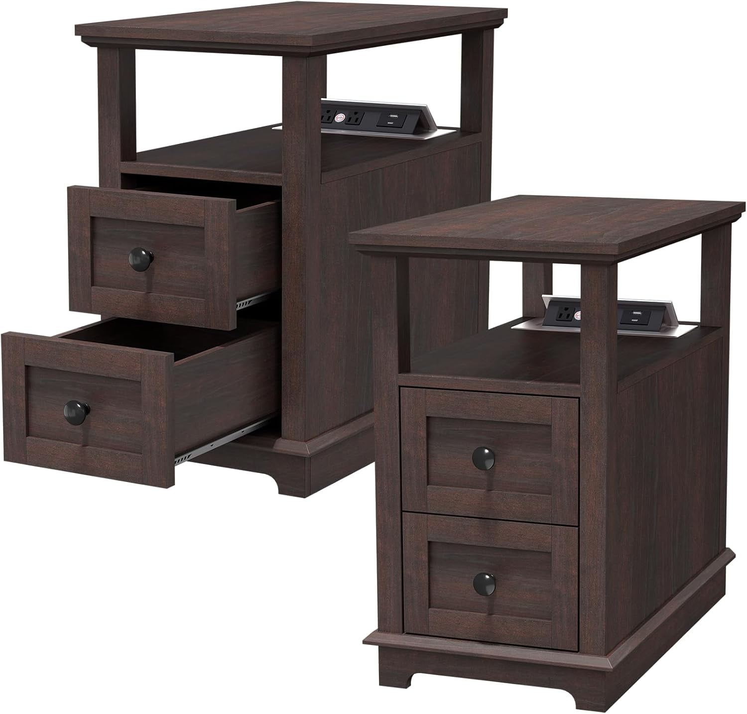Narrow End with Flip Top Charging Station Side with 2 Drawers Type-C ...