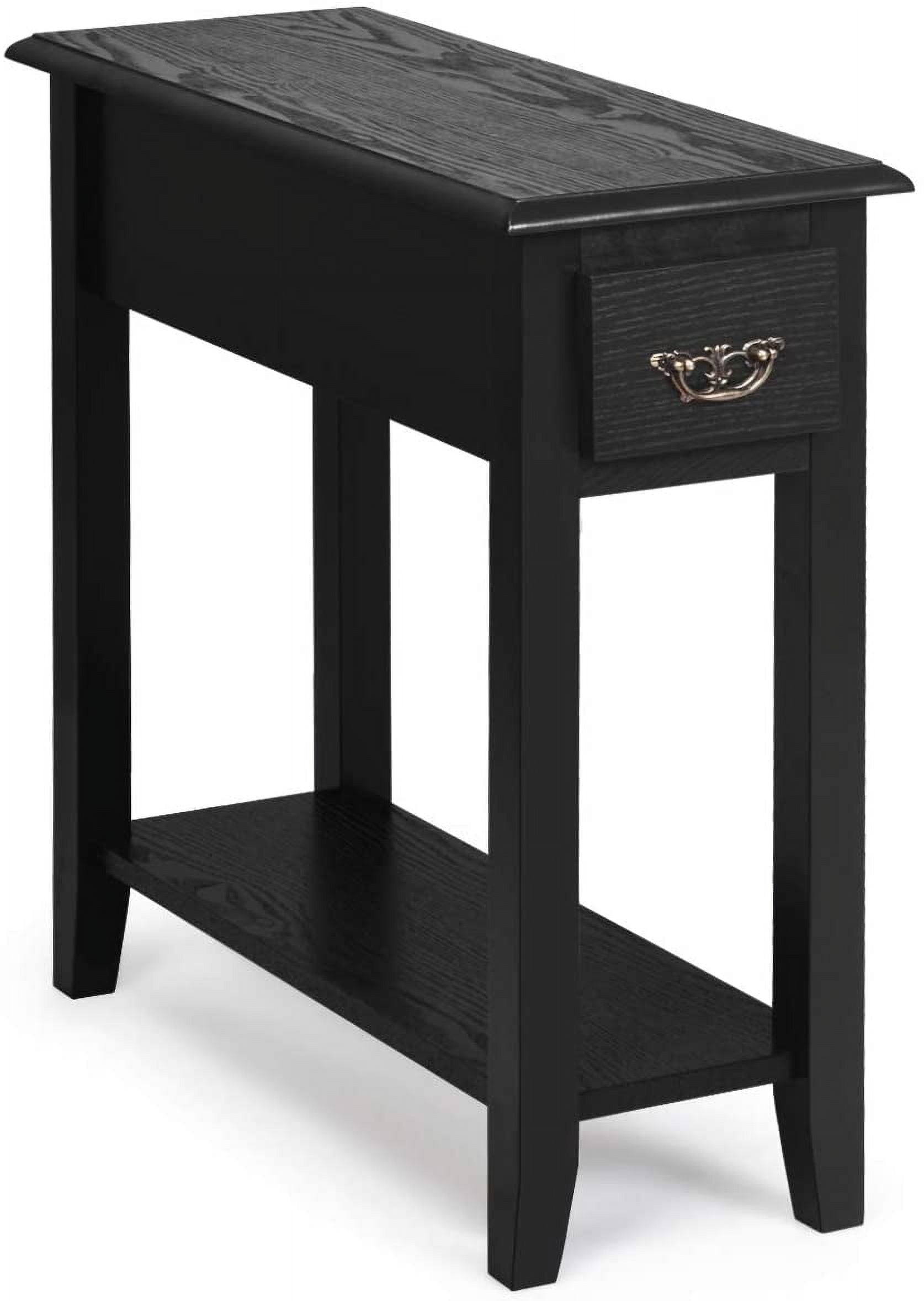 Narrow End Table, Slim Side Table with Drawer and Open Shelf, Small End ...