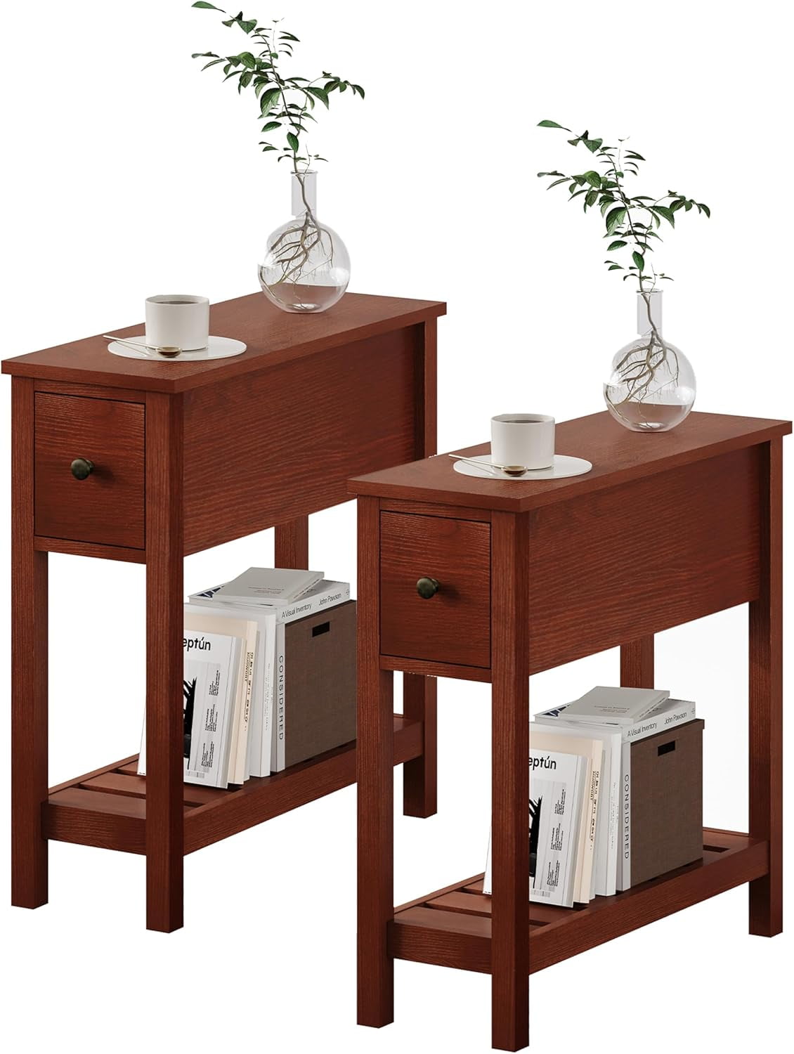 Narrow End Table, Small Side Table for Small Spaces, Slim End Table ...