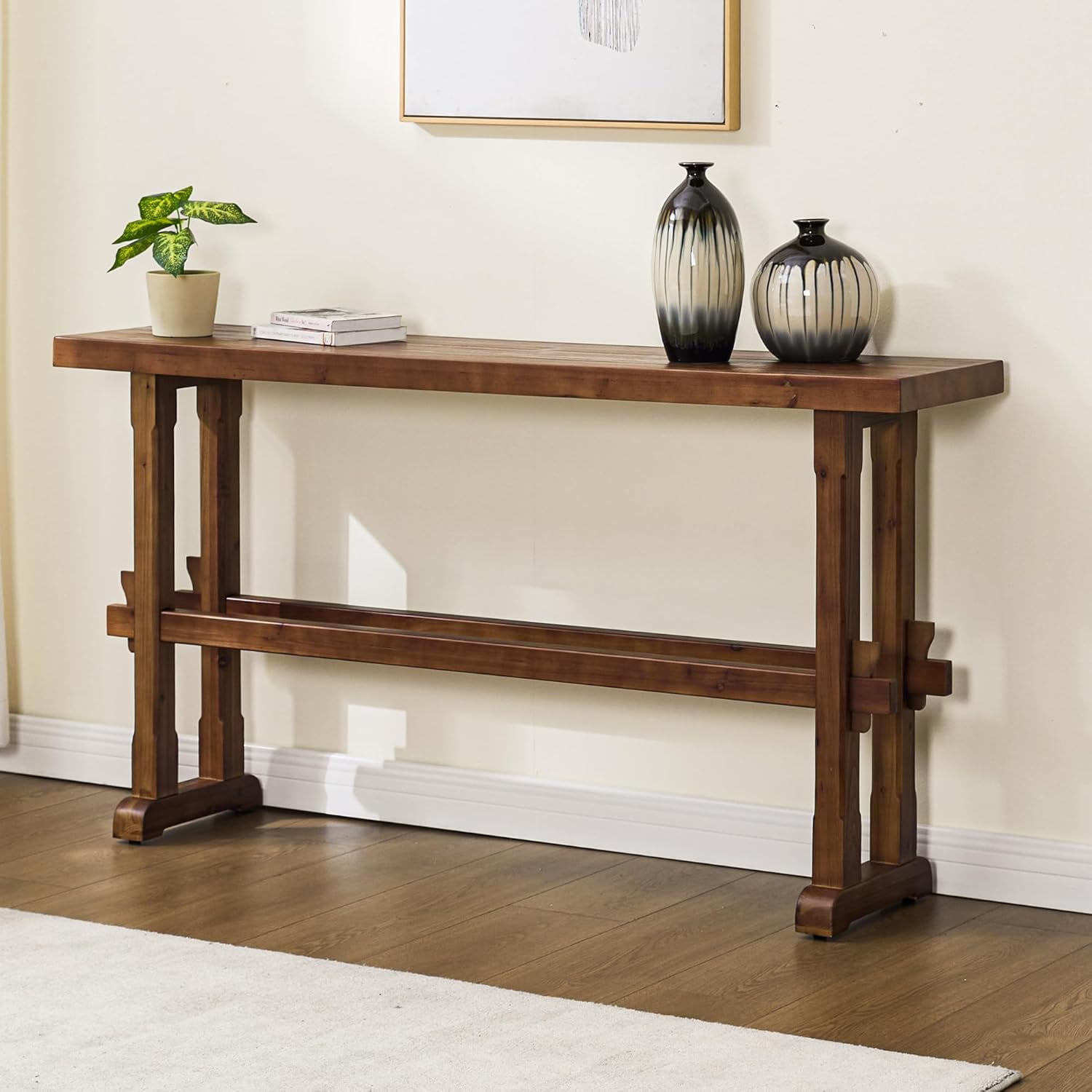 Narrow Entryway Table 59" Farmhouse Wood Long Skinny Console Table for ...
