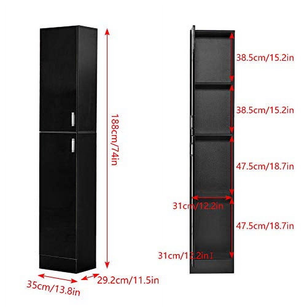 Narrow Floor Standing Cupboard Organiser, High Gloss Wood Slim Storage ...