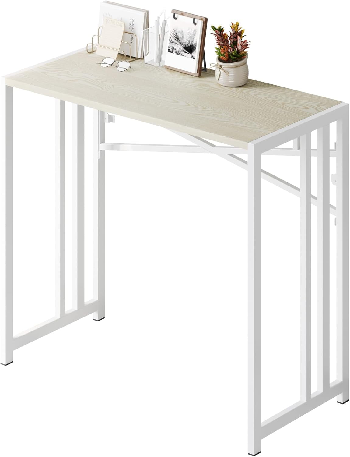 Narrow Folding Computer Desk 35 inch, No Assembly Needed Home Office ...