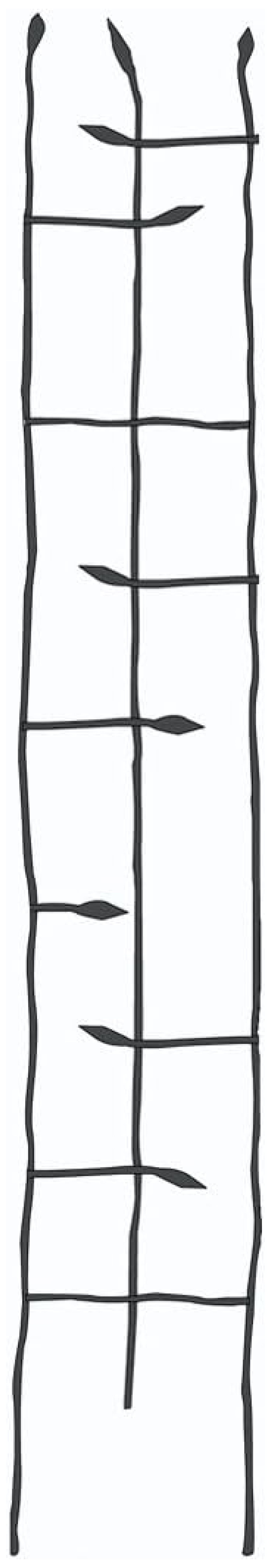 Narrow Forged Twig Trellis with Leaves, Black - 72inx10in Steel Plant ...