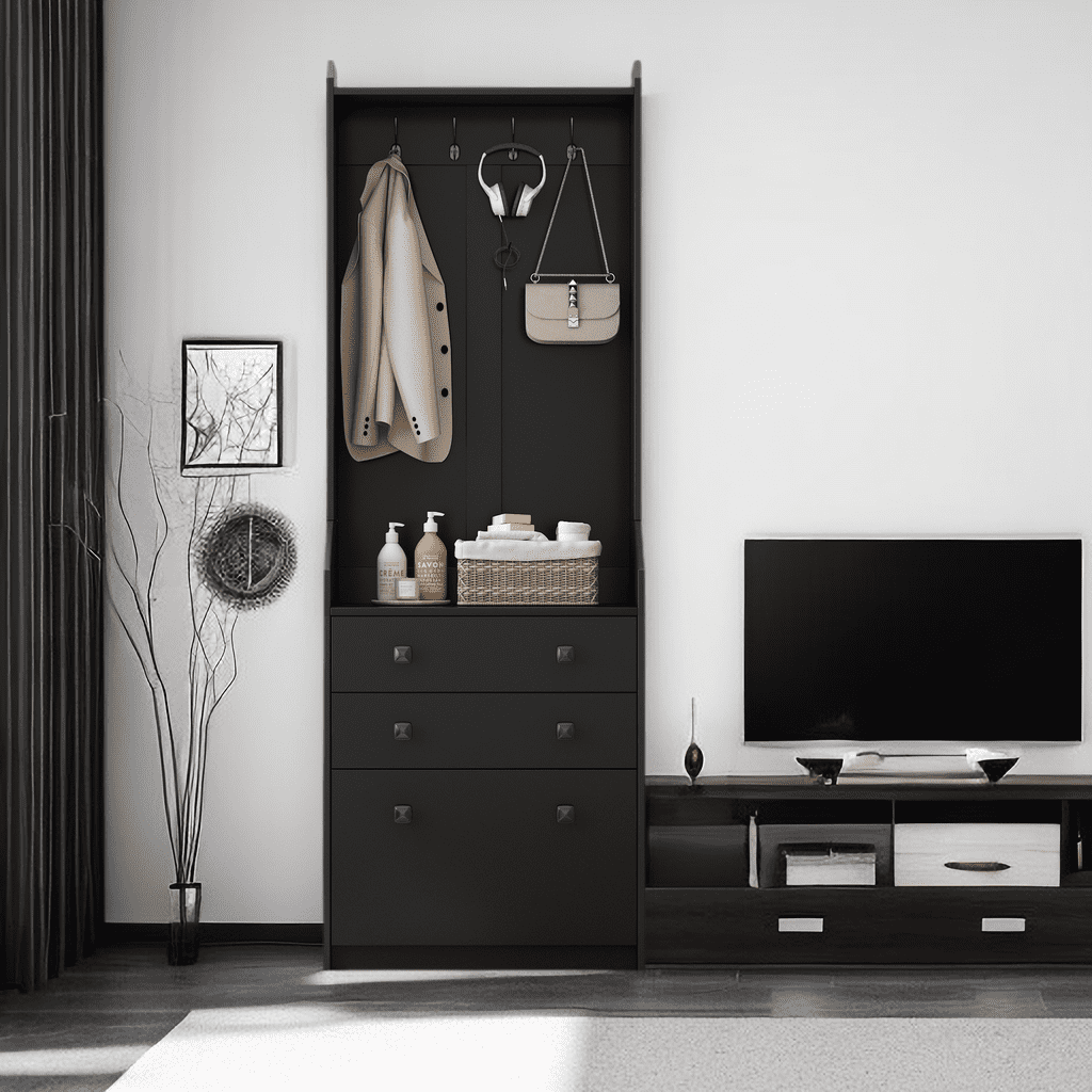 Narrow Hall Tree with Shoe Storage Cabinet, Multi-functional Hallway ...