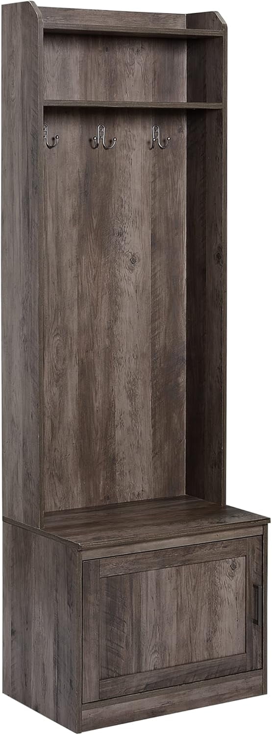 Narrow Hall Tree with Shoe Storage Bench, Rustic Entryway Bench with ...
