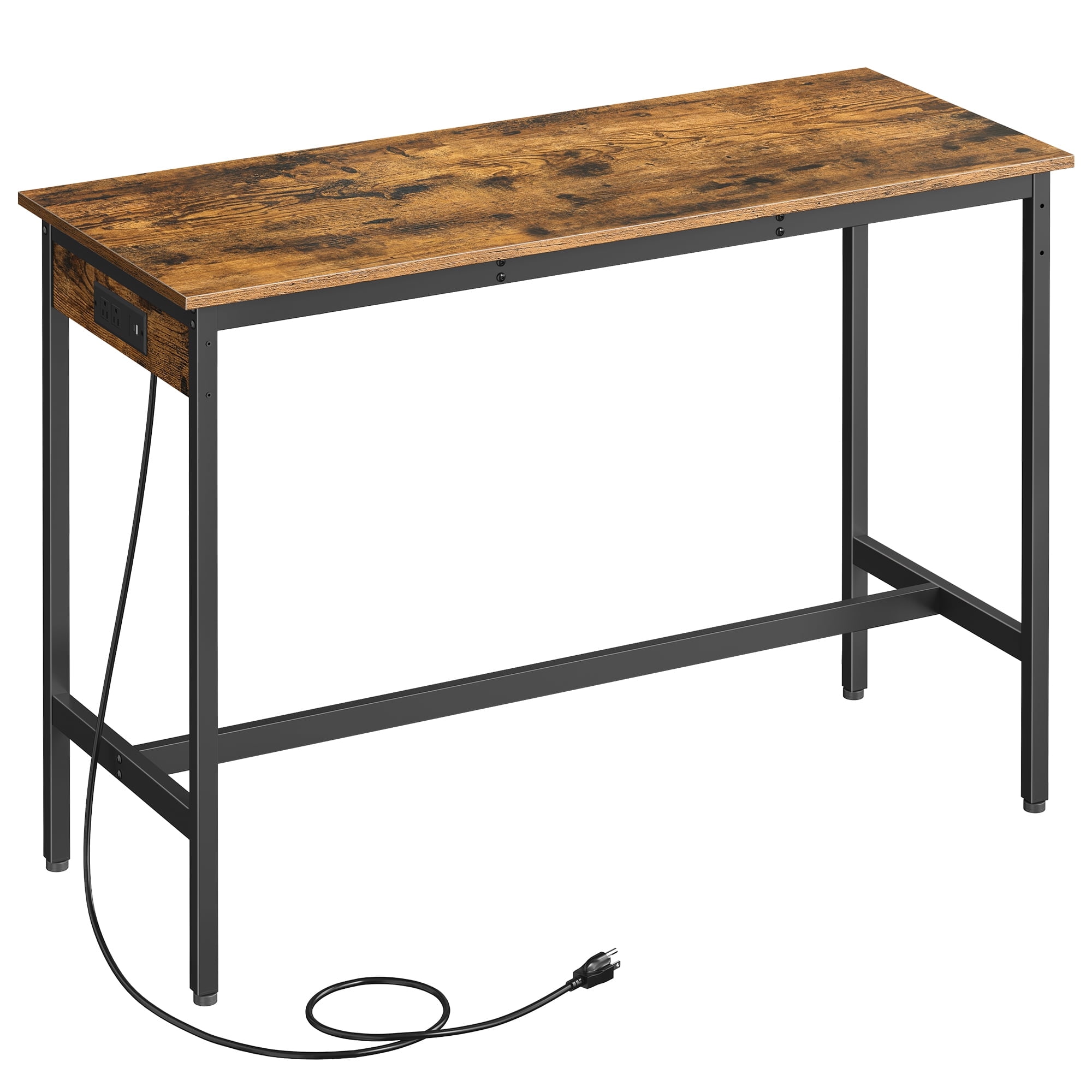 Narrow Industrial Bar Table with Built-in Charging Station, 15.7x47.2 ...