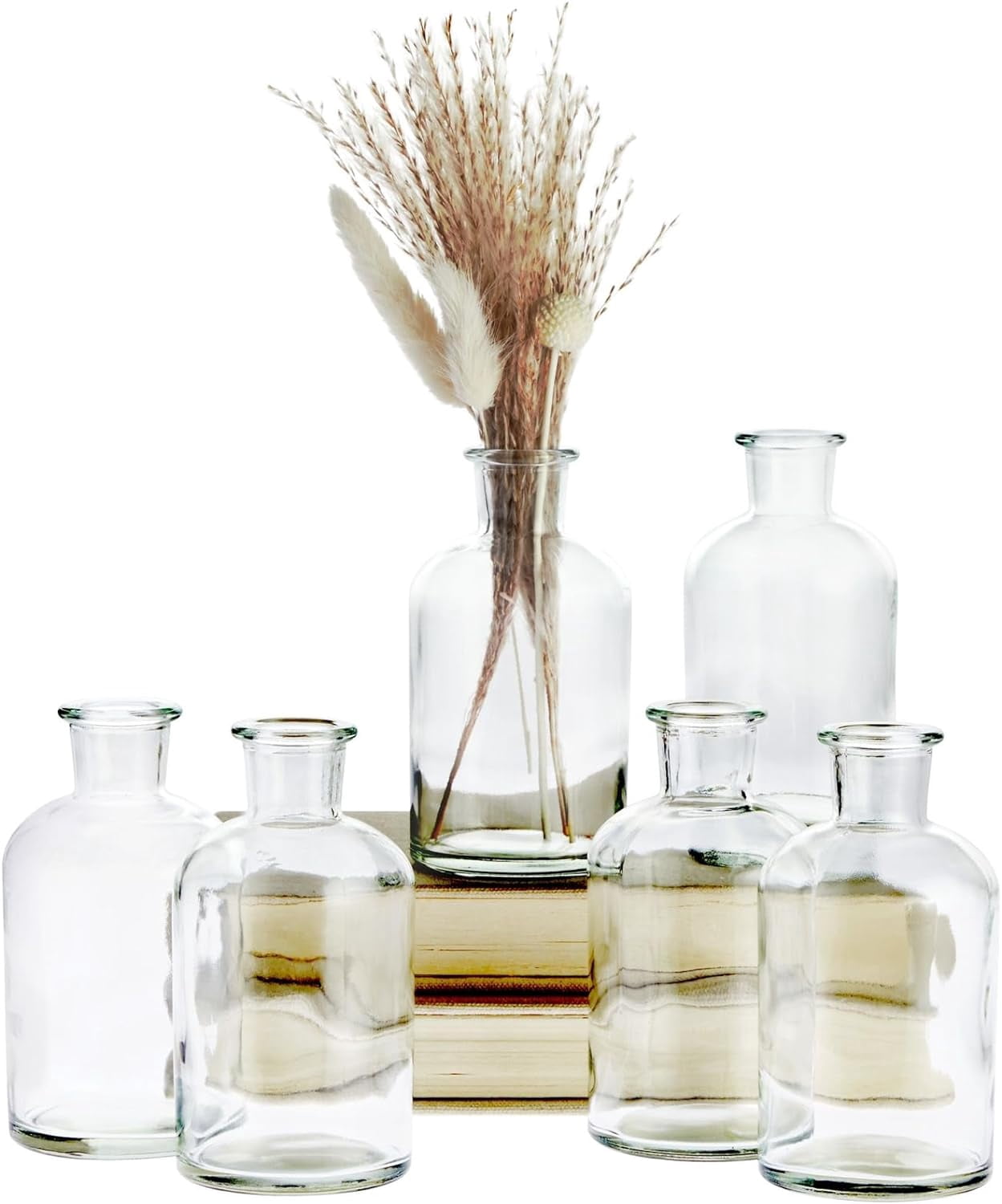 Narrow Jar Vases - 2.8 in x 5 in, 7.5 oz, 6 Pack, Clear Glass ...