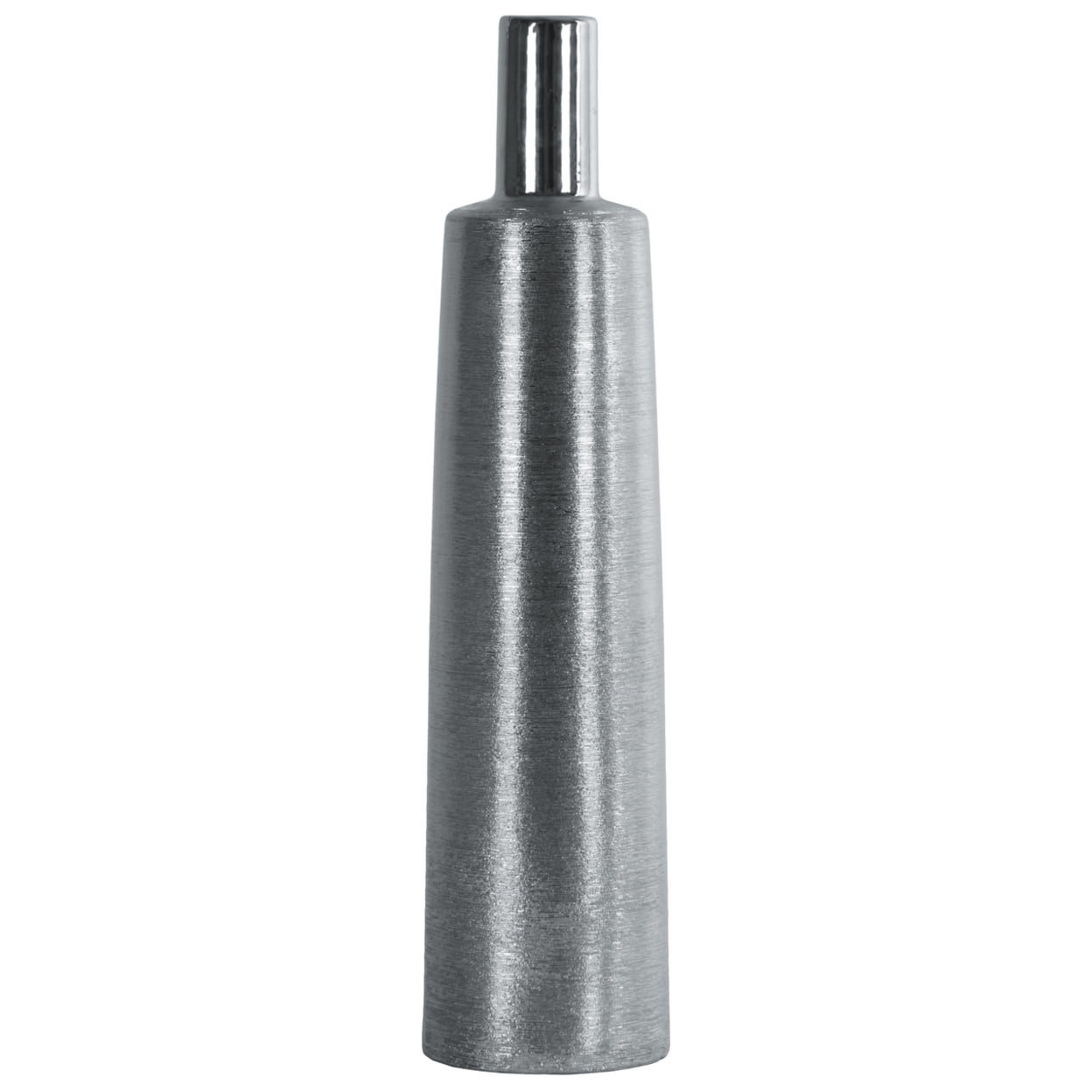 Narrow Mouth Ceramic Round Bottle Vase With Long Neck, Large, Silver ...