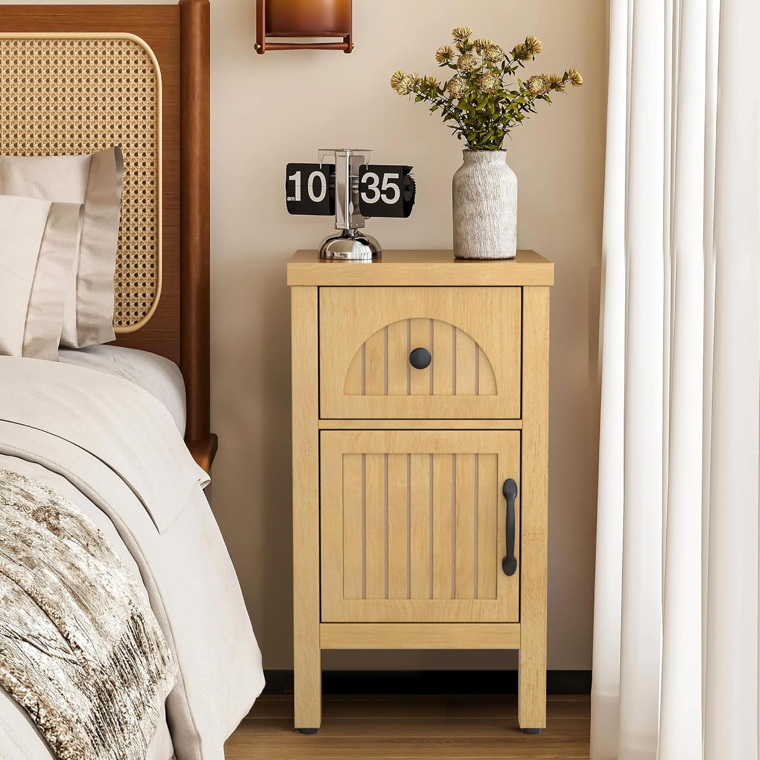 Narrow Nightstand, Farmhouse End Table, Mid Century Modern Side Table ...