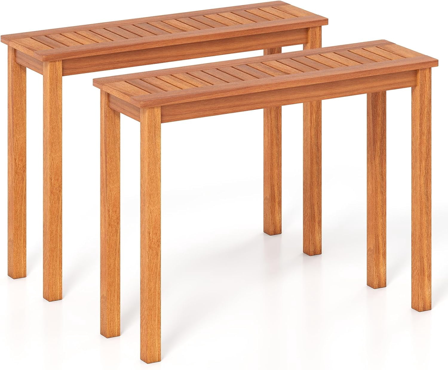 Narrow Outdoor Dining Table, Solid Wood Furniture Patio Console Table ...